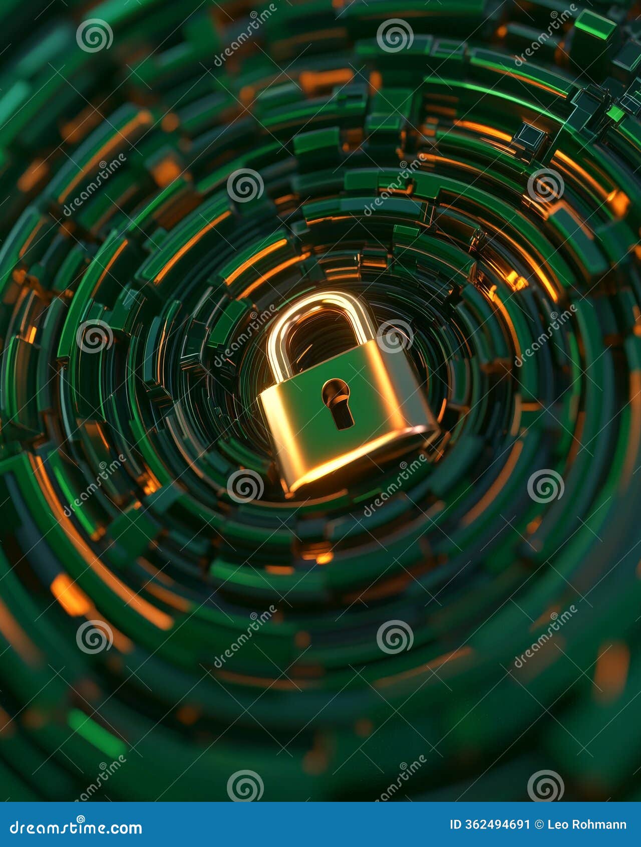 Rotating Lock Design Embedded within Concentric Glowing Circuits ...