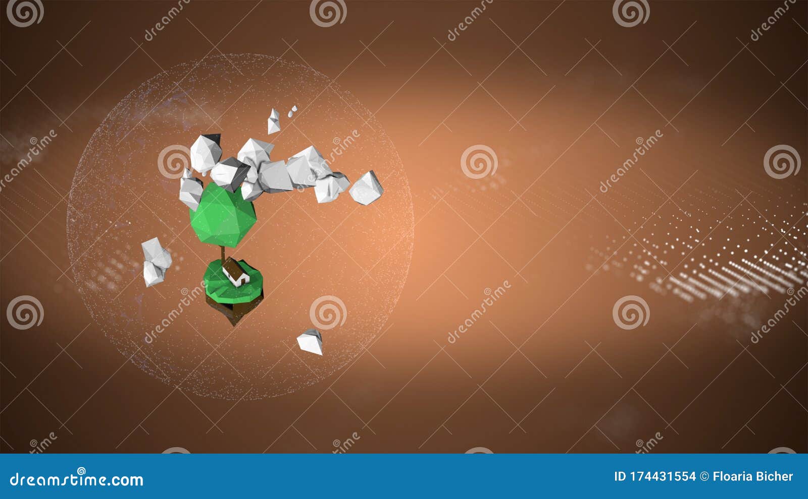 Rotating Low Poly Island with Alpha Channel on Brown Background. Stock ...