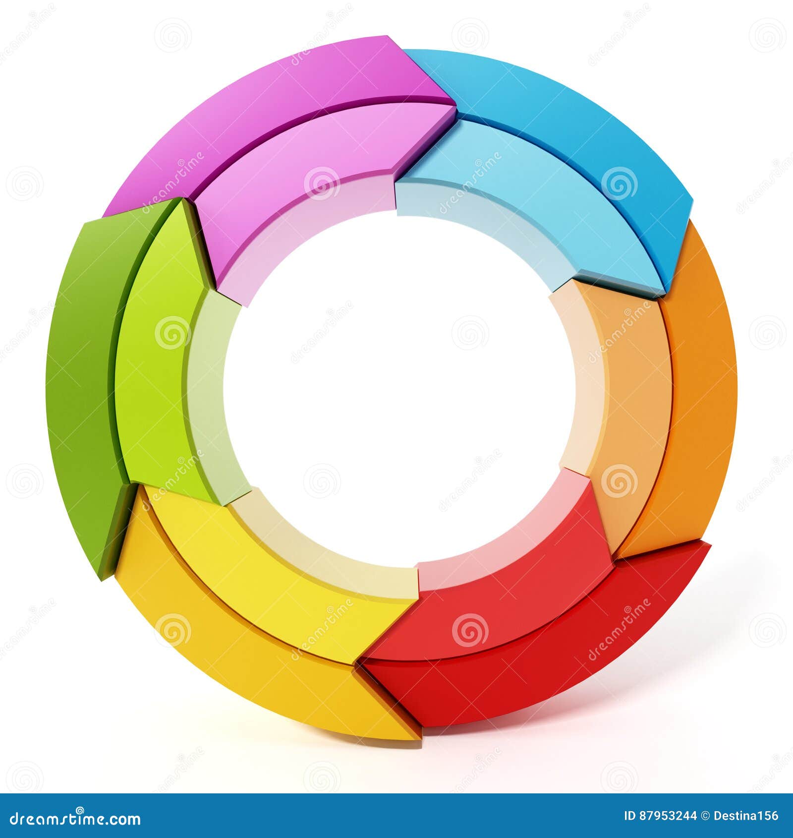 Rotating Multi Colored Arrows Forming a Circle. 3D Illustration Stock ...