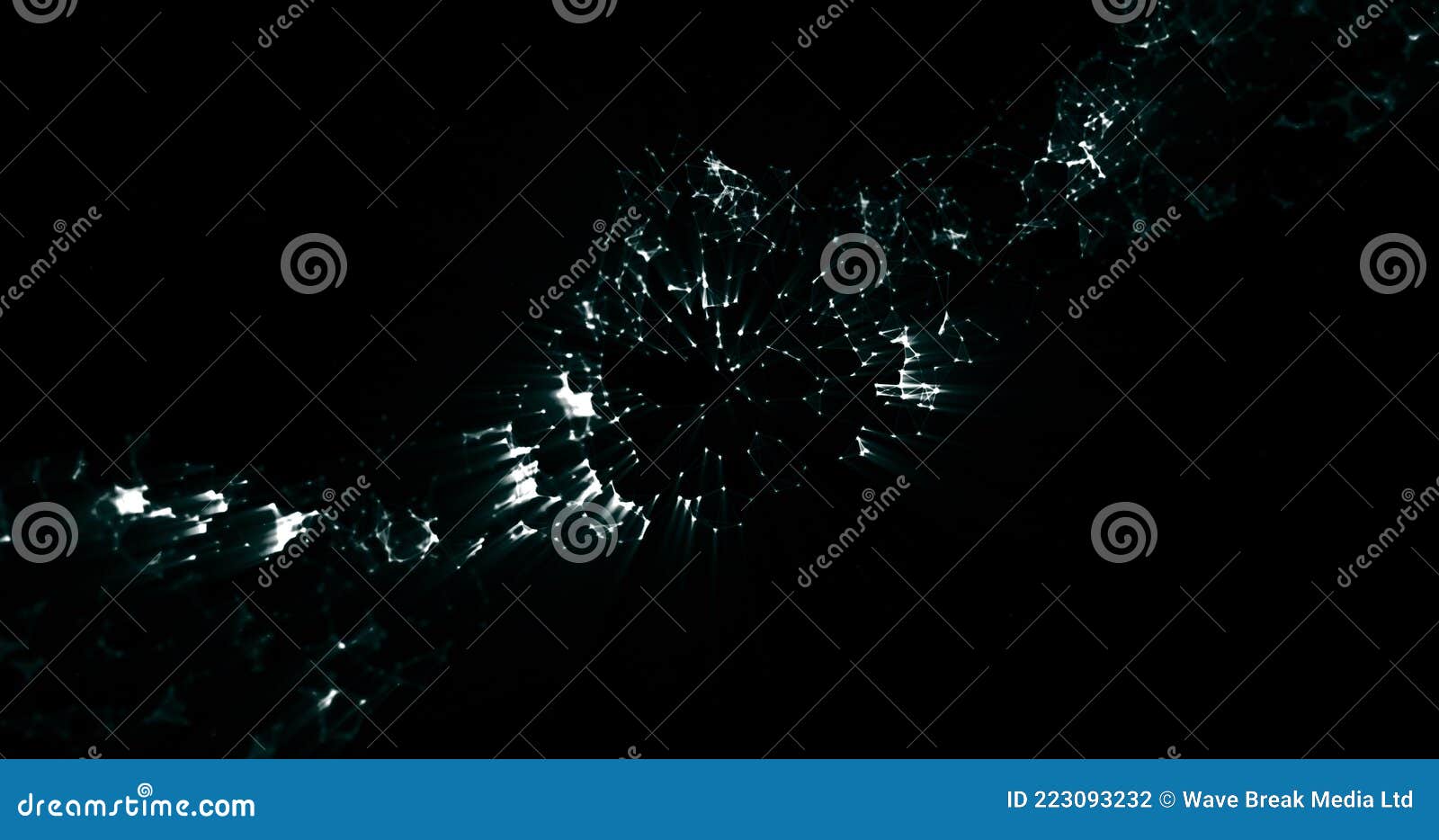 Rotating Nebulus Shape of Glowing White Points and Connected Lines ...