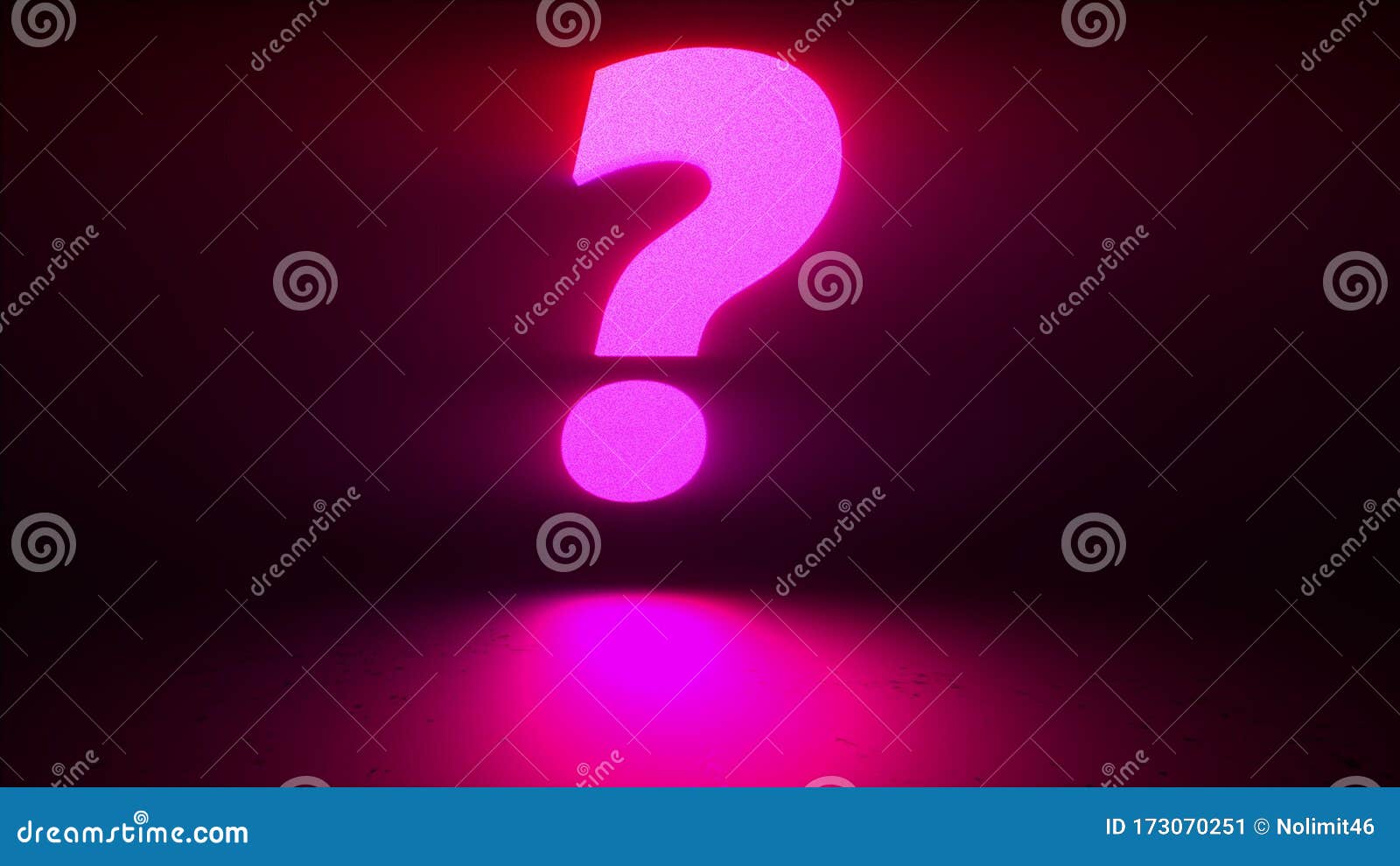 Rotating Neon Question Mark on a Dark Background, Computer Generated ...