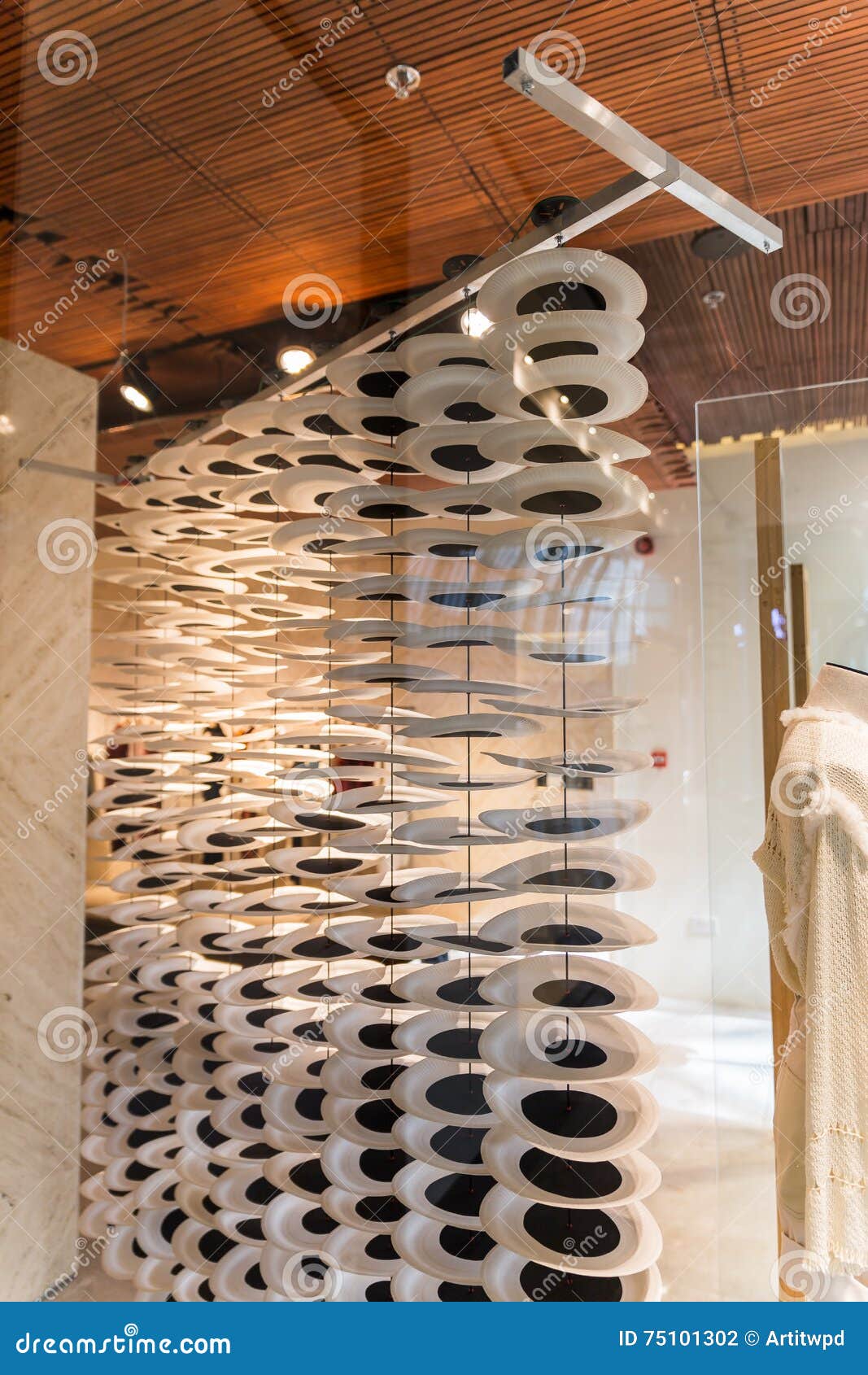 Rotating Plates Installation Art in Front of Retail Stock Photo - Image ...