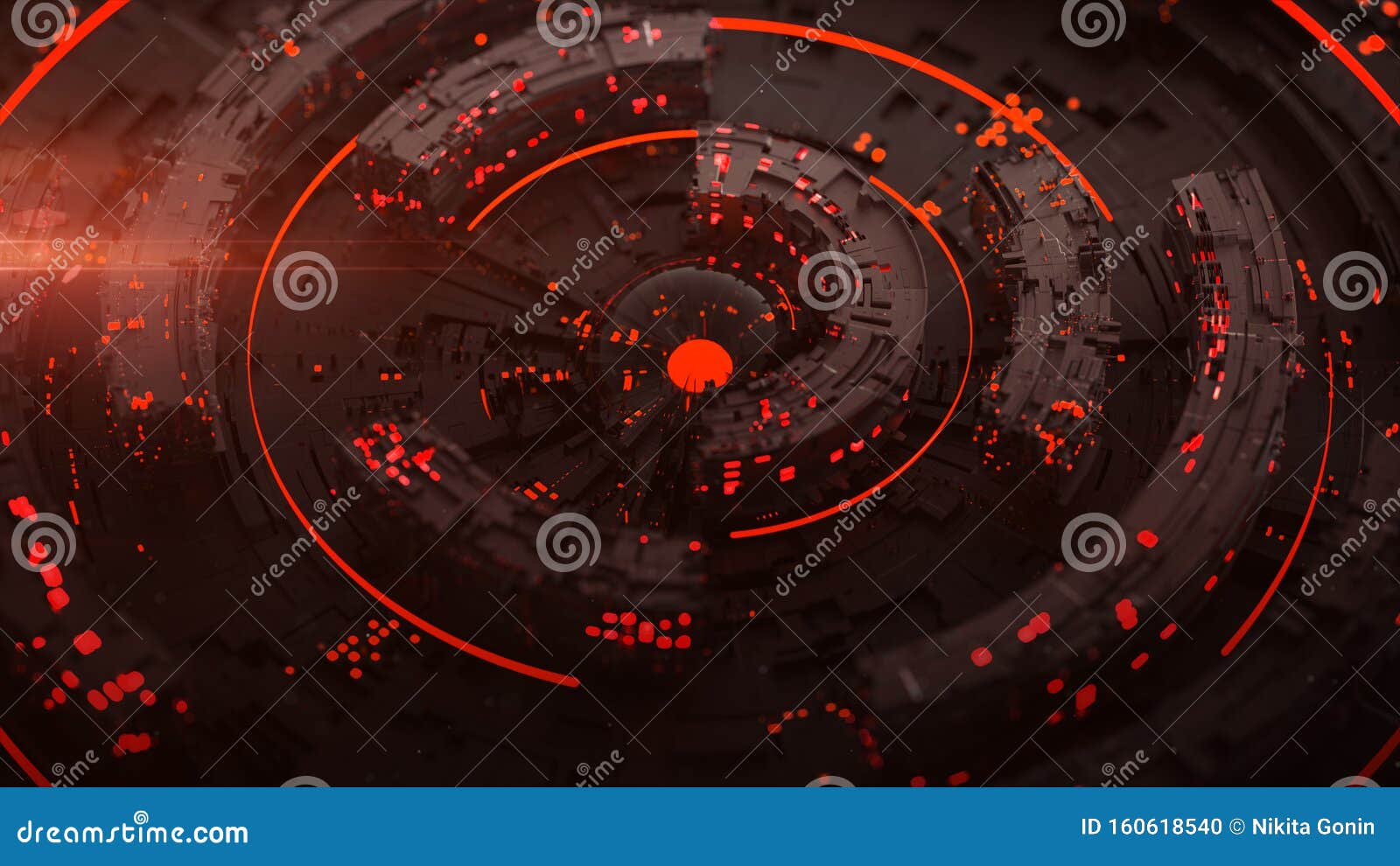 Rotating Red Circle Elements 3D Rendering Illustration Stock ...
