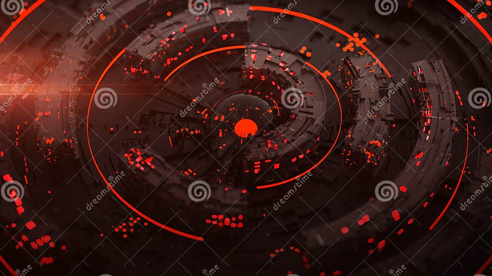 Rotating Red Circle Elements 3D Rendering Illustration Stock ...