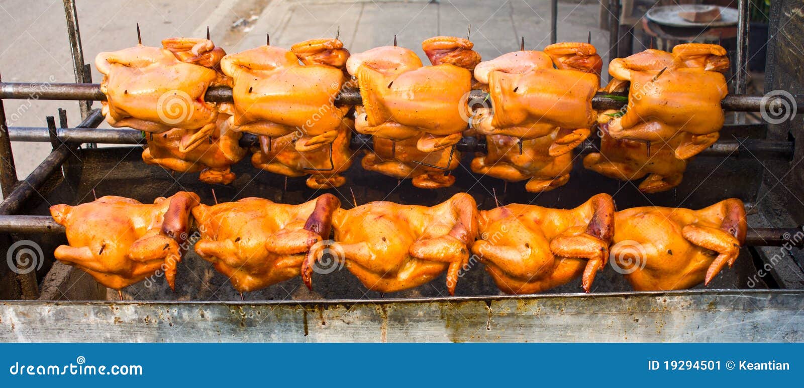Rotating roast chicken stock image. Image of eating, open - 19294501