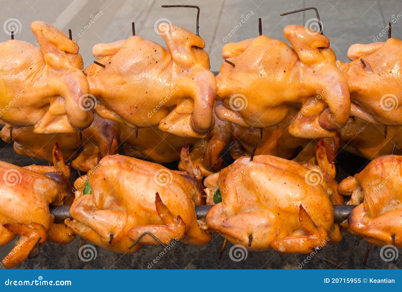 Rotating roast chicken. stock image. Image of meal, eating - 20715955