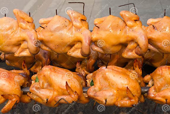 Rotating roast chicken. stock image. Image of meal, eating - 20715955