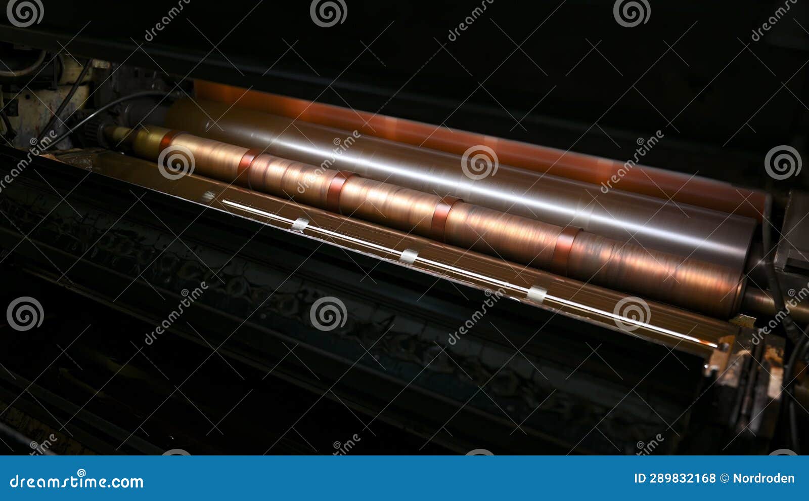 Rotating Roller of Industrial Printer in Production Workshop Stock ...