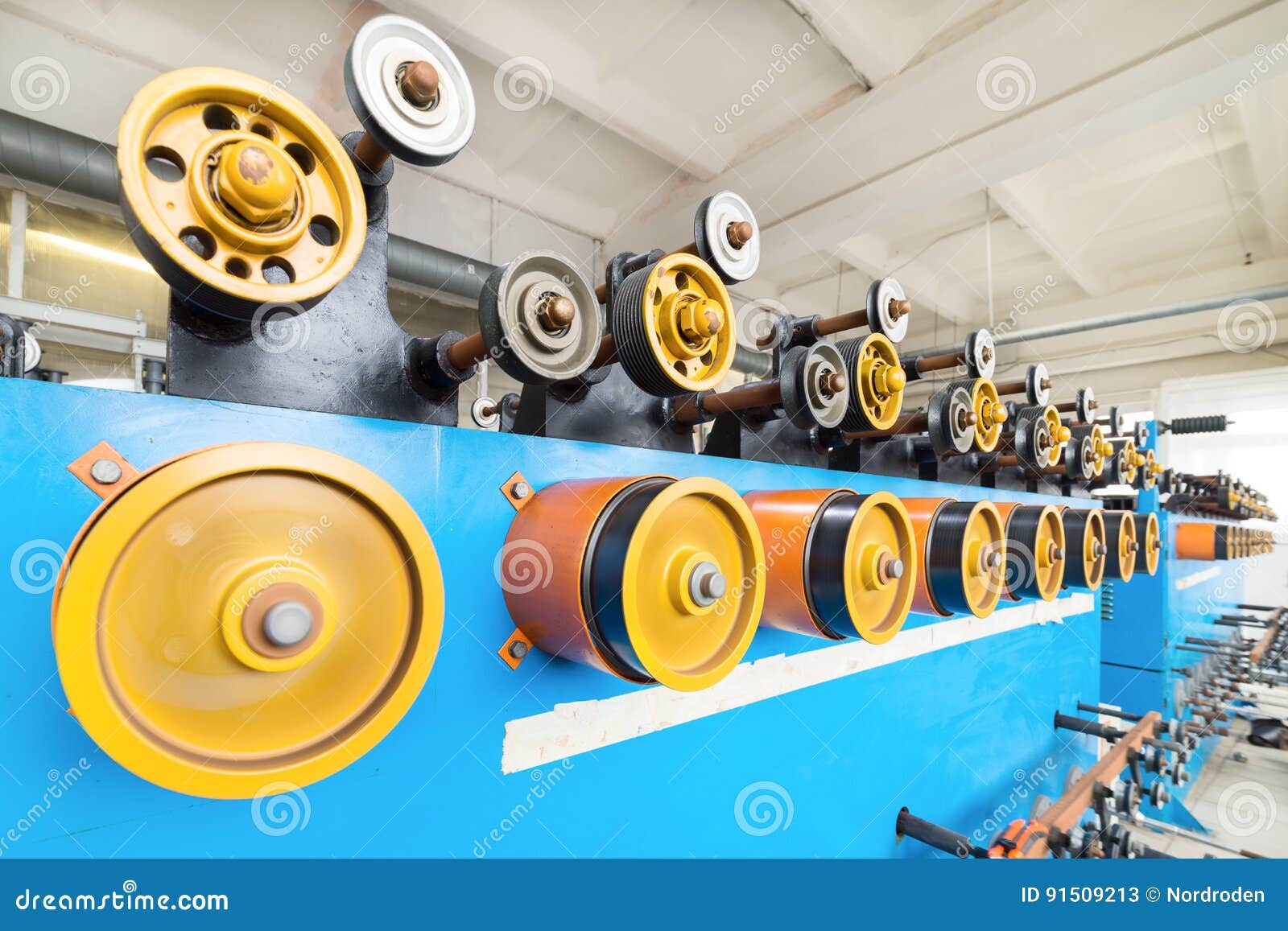 Rotating Rubberized Wheels of the Winding Machine. Stock Image - Image ...