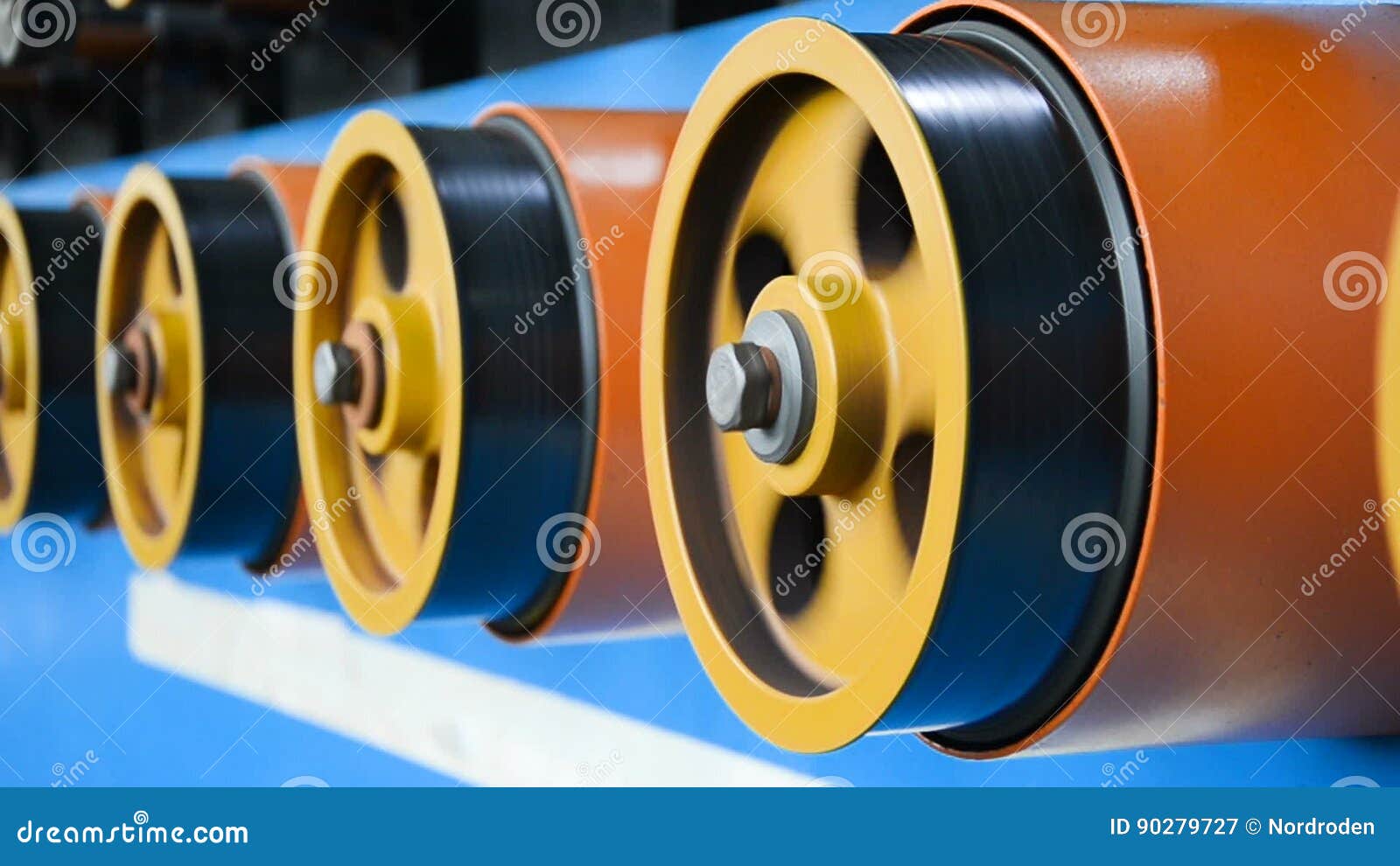 Rotating Rubberized Wheels of the Winding Machine. Stock Video - Video ...