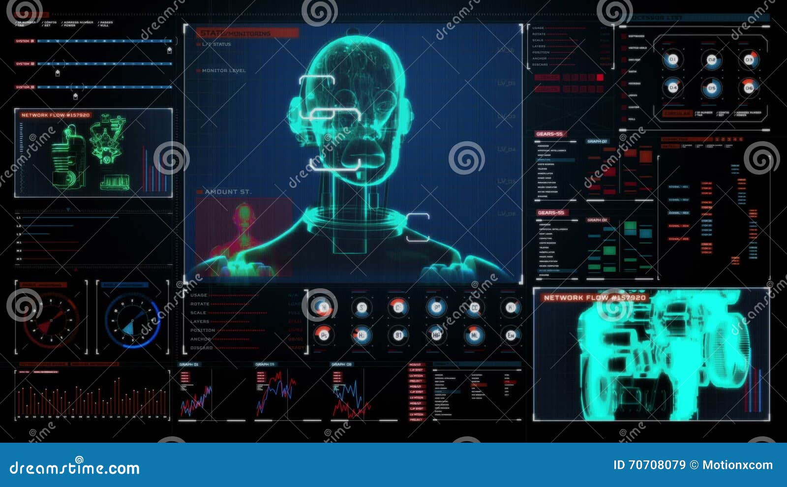 Rotating Scanning 3D Robot Individually Body in Digital Interface ...