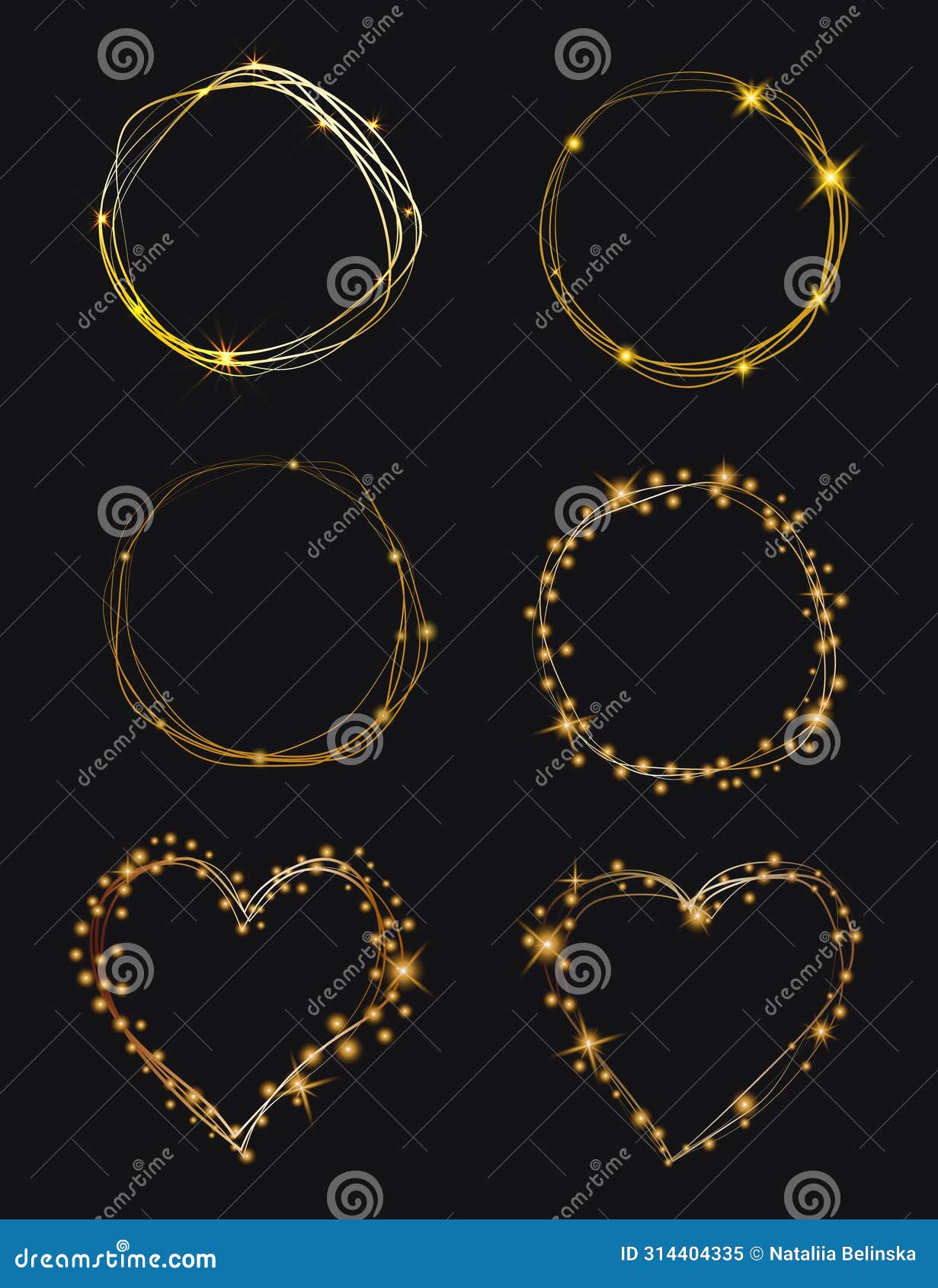 Rotating Shiny Rings. Dynamic Golden Lines with a Glow Effect Stock ...
