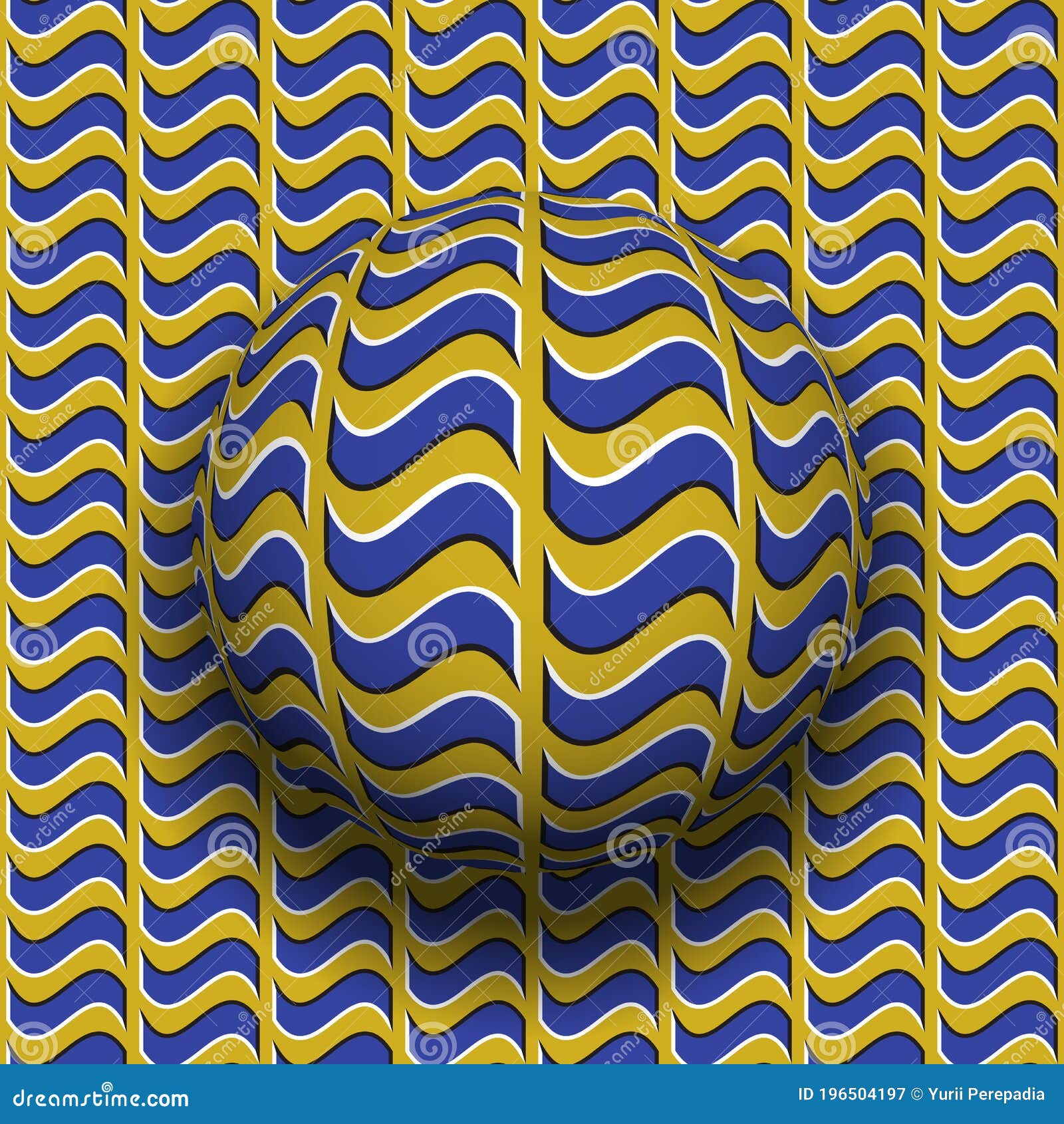 Rotating Sphere Of Wavy Quadrangles Pattern. Vector Blue Golden Optical ...