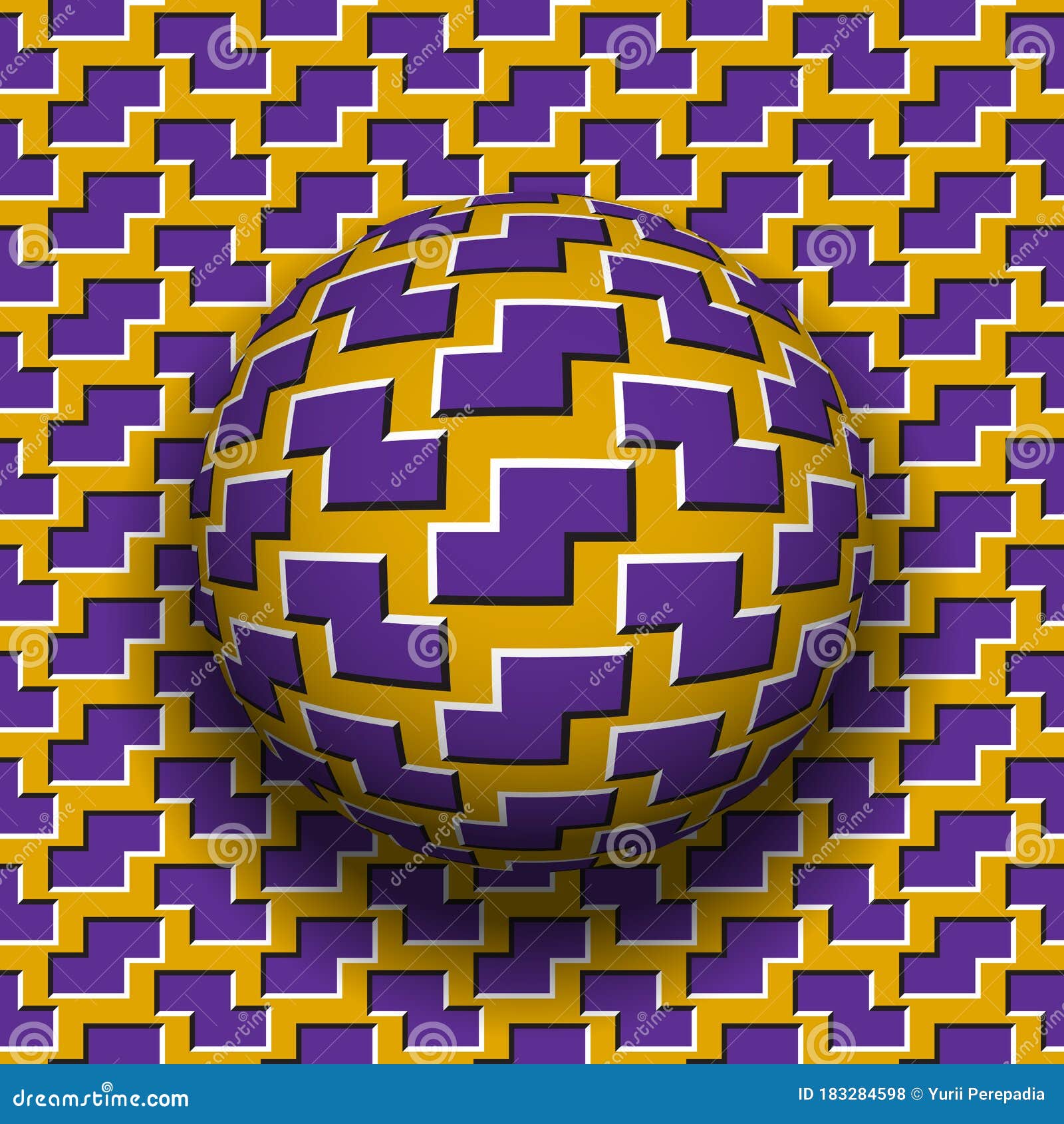 Rotating Sphere Of Wavy Quadrangles Pattern. Vector Blue Golden Optical ...