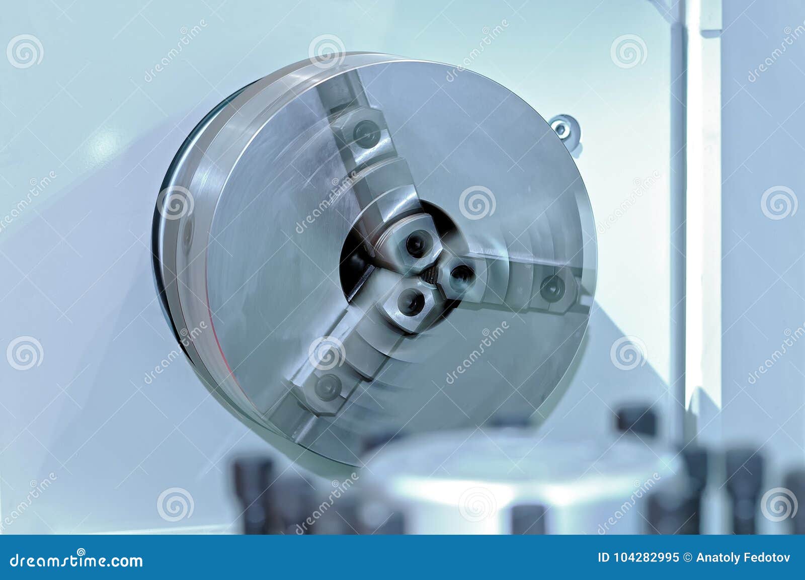 Rotating Spindle of the Industrial Lathe Stock Image - Image of machine ...