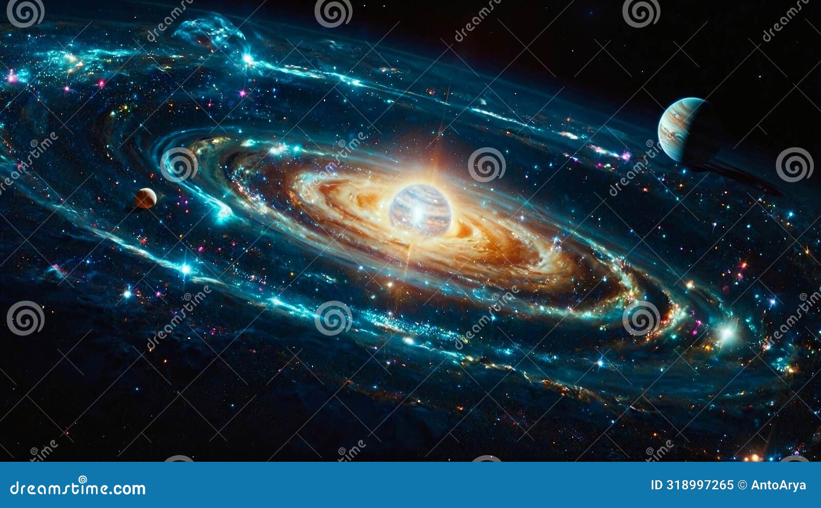 Rotating Spiral Galaxy. Deep Space Exploration Stock Illustration ...