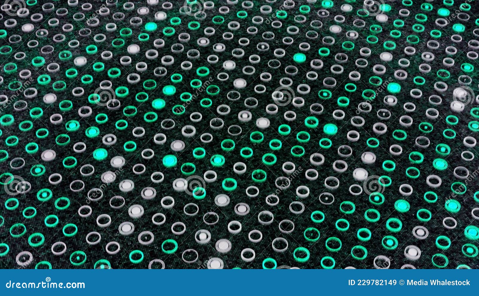 Rotating Surface Of Green And White Blinking Circles On A Dark Grey ...