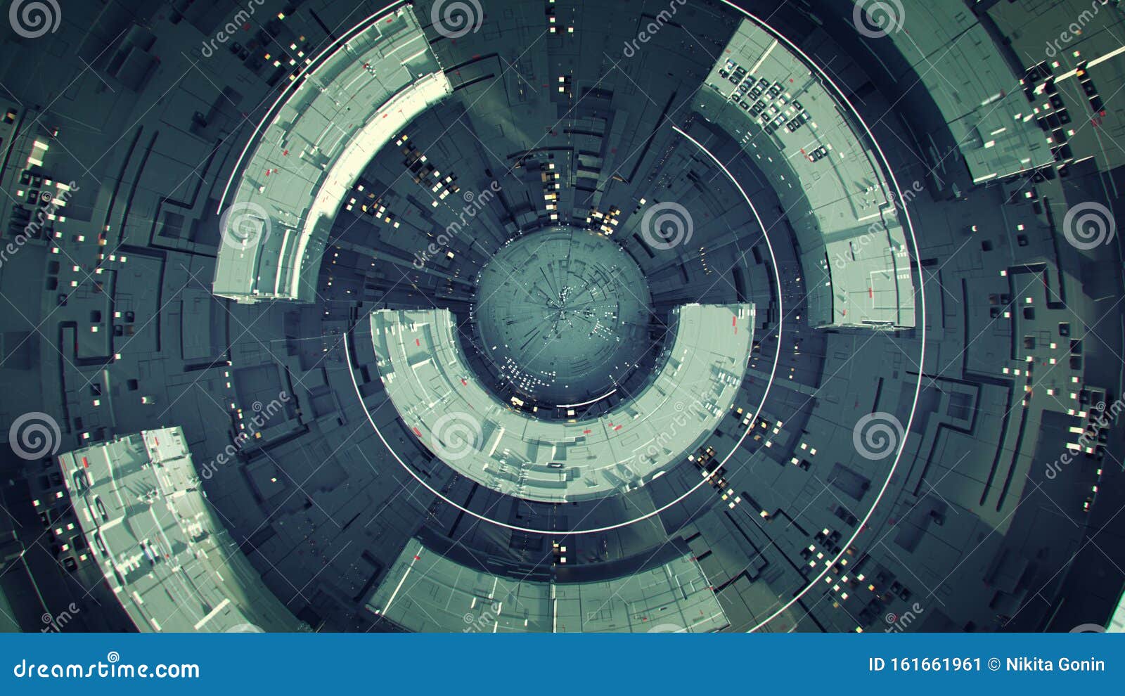 Rotating Technical Circle Elements 3D Render Illustration Stock ...