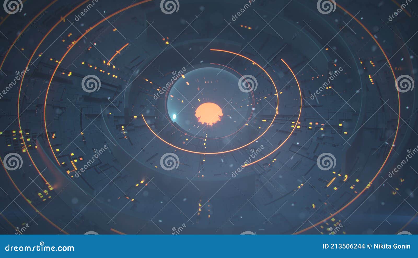 Rotating Technical Circle Elements 3D Rendering Illustration Stock ...