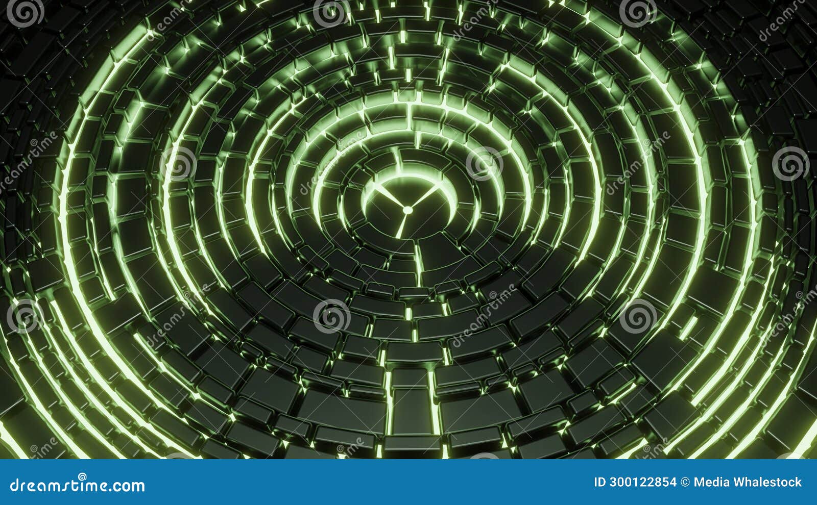 Rotating Technological Circles with Neon Lines. Design. Futuristic 3d ...