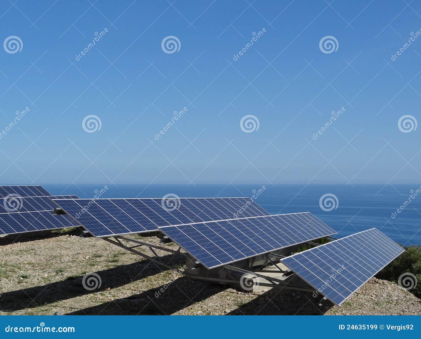 Solar panels by sea stock image. Image of water, energy - 24635199