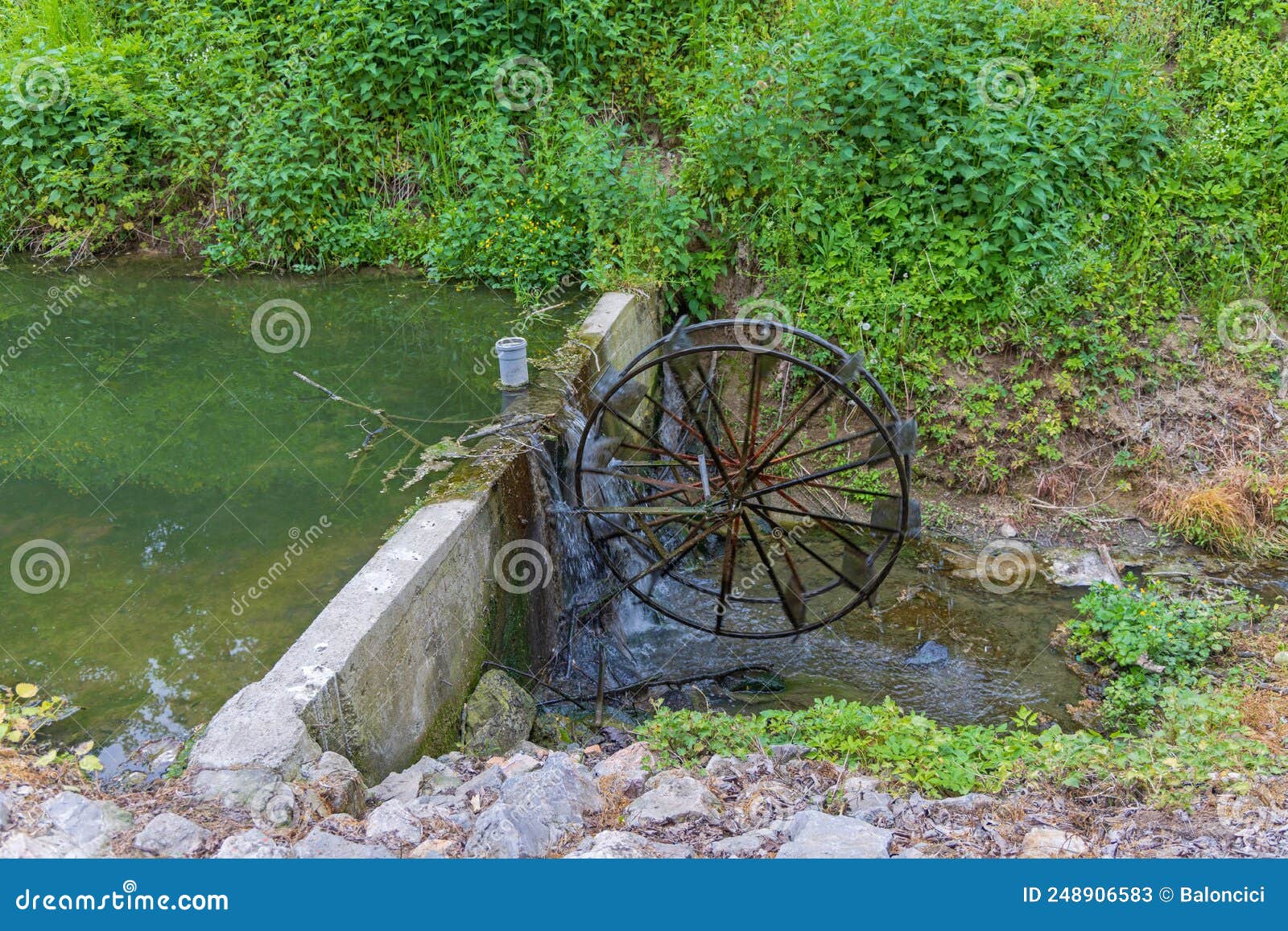 Water Wheel Stream stock image. Image of small, structure - 248906583
