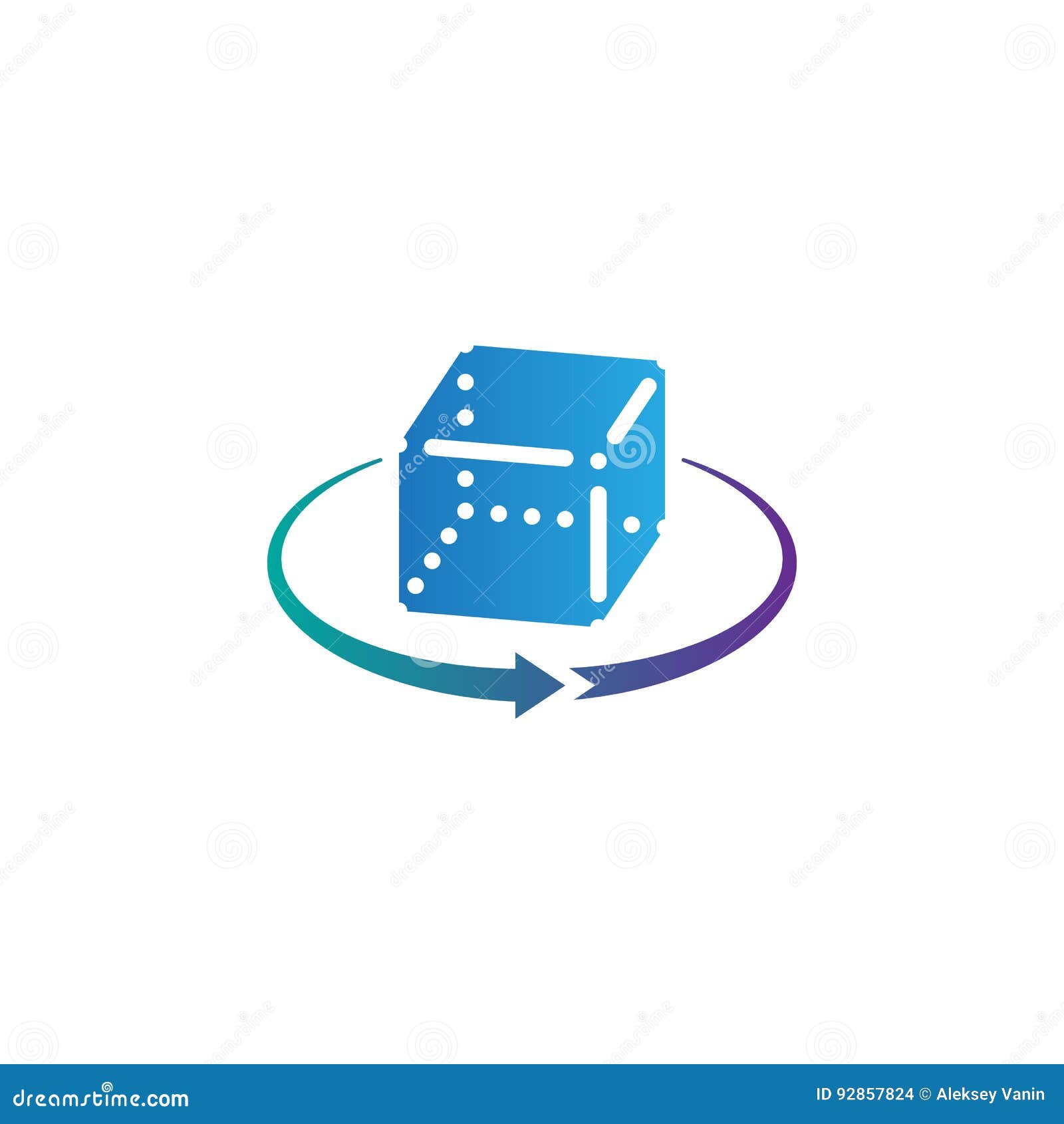 Rotation Arrow Sign. 3d Cube Symbol. Vector Icon, Solid Logo ...