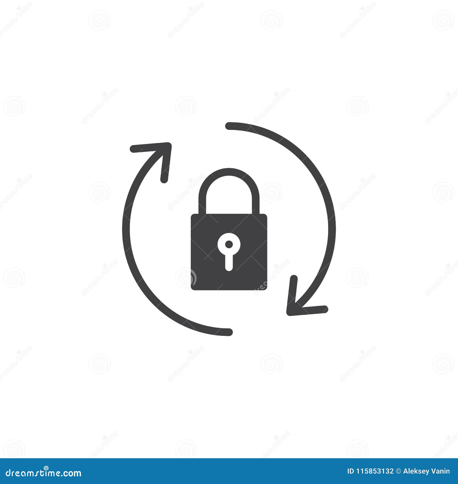 Rotation Arrows with Lock Vector Icon Stock Vector - Illustration of ...