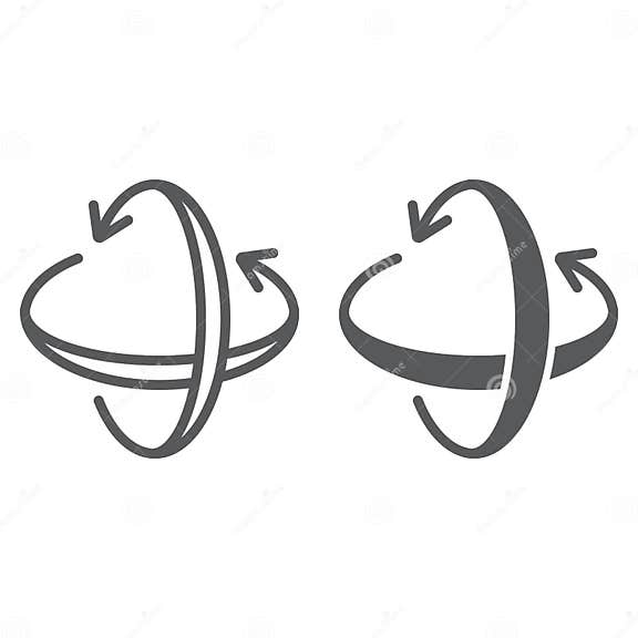 Rotation Axis Line and Glyph Icon, Pivot and View, Rotate Sign, Vector ...