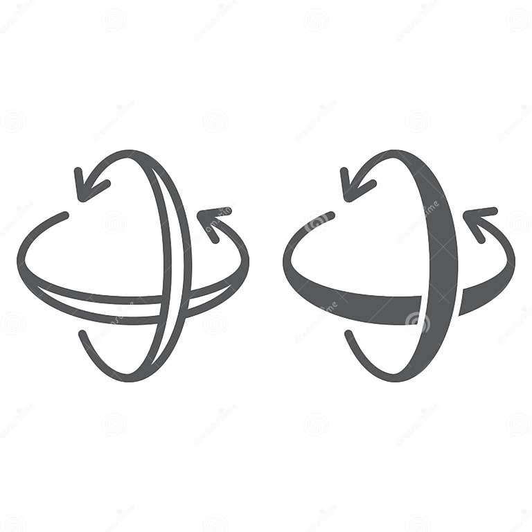 Rotation Axis Line and Glyph Icon, Pivot and View, Rotate Sign, Vector ...