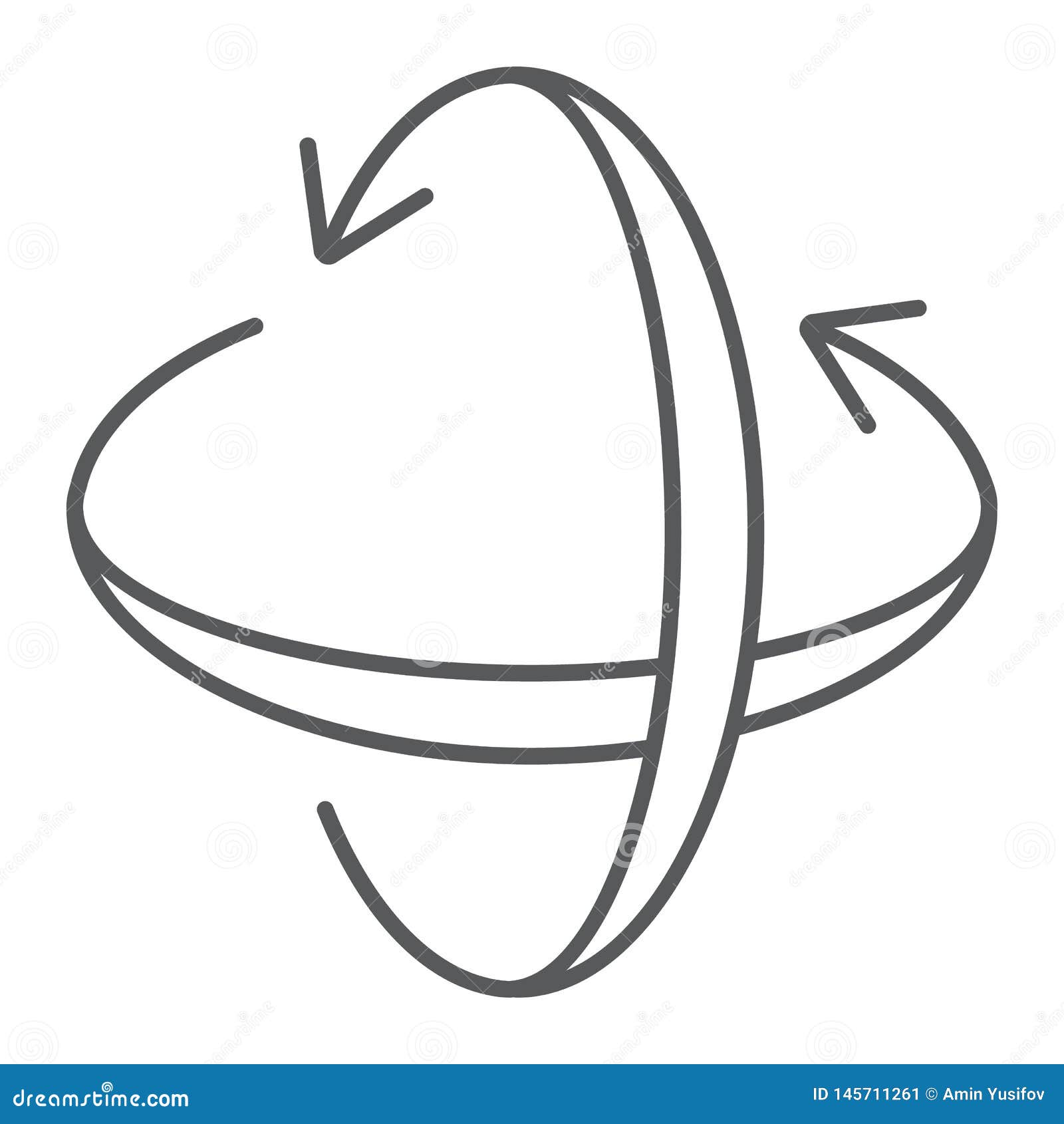 Rotation Axis Thin Line Icon Pivot And View Rotate Sign Vector Graphics A Linear Pattern On
