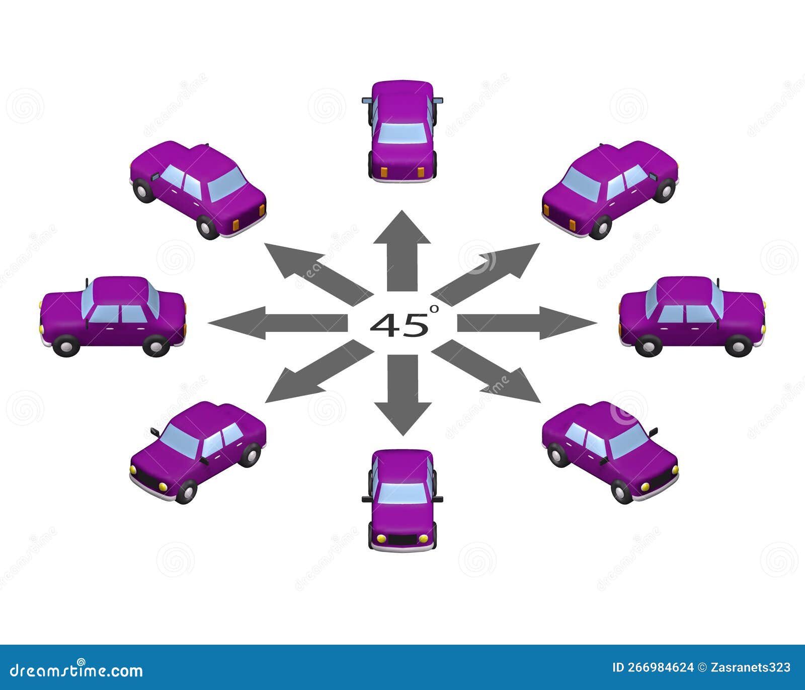 Rotation 3d Car by 45 Degrees. Stock Vector - Illustration of isometry ...