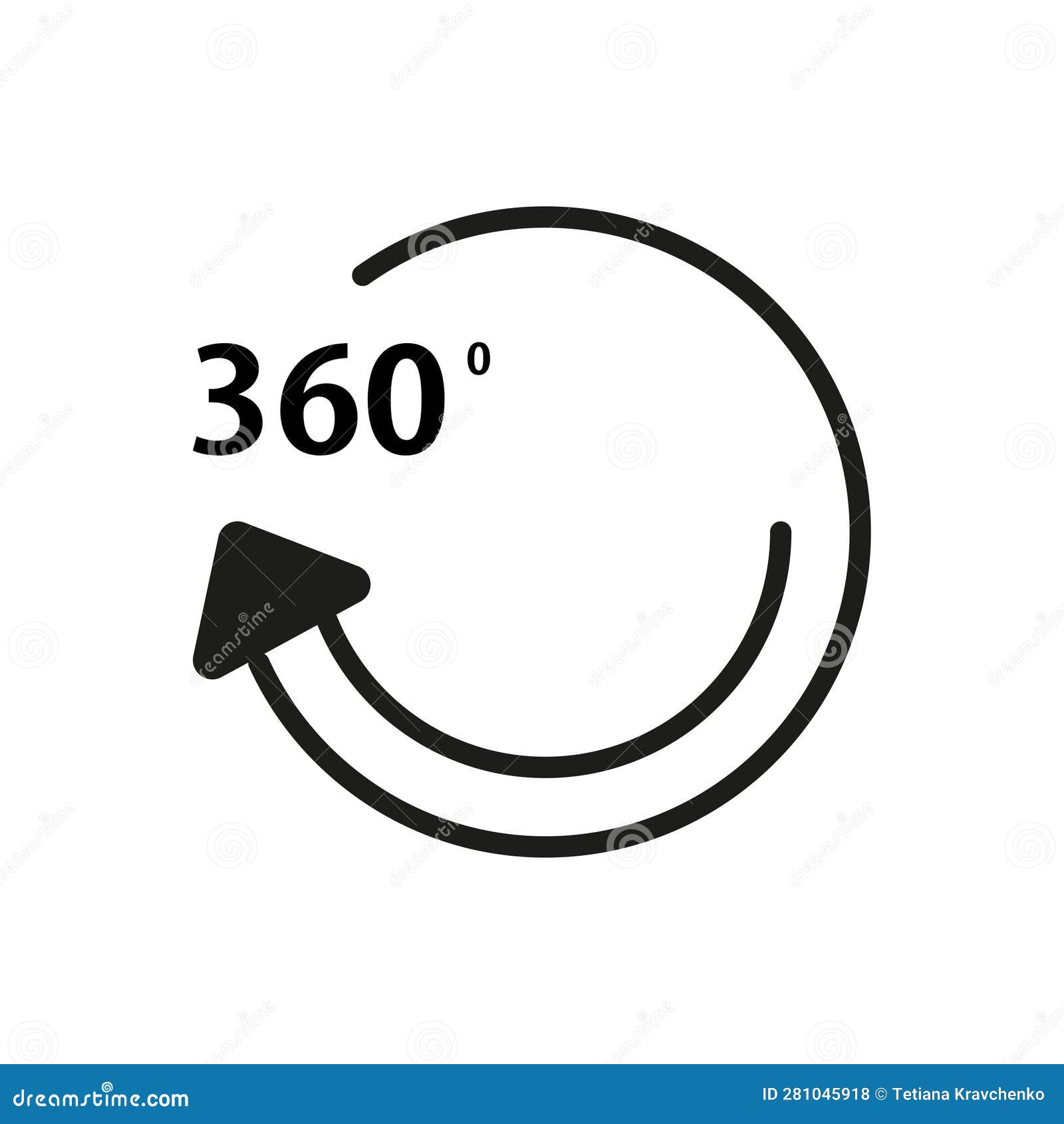 360 Rotation Line Outline Modern Icon. Vector Illustration. Stock Image ...