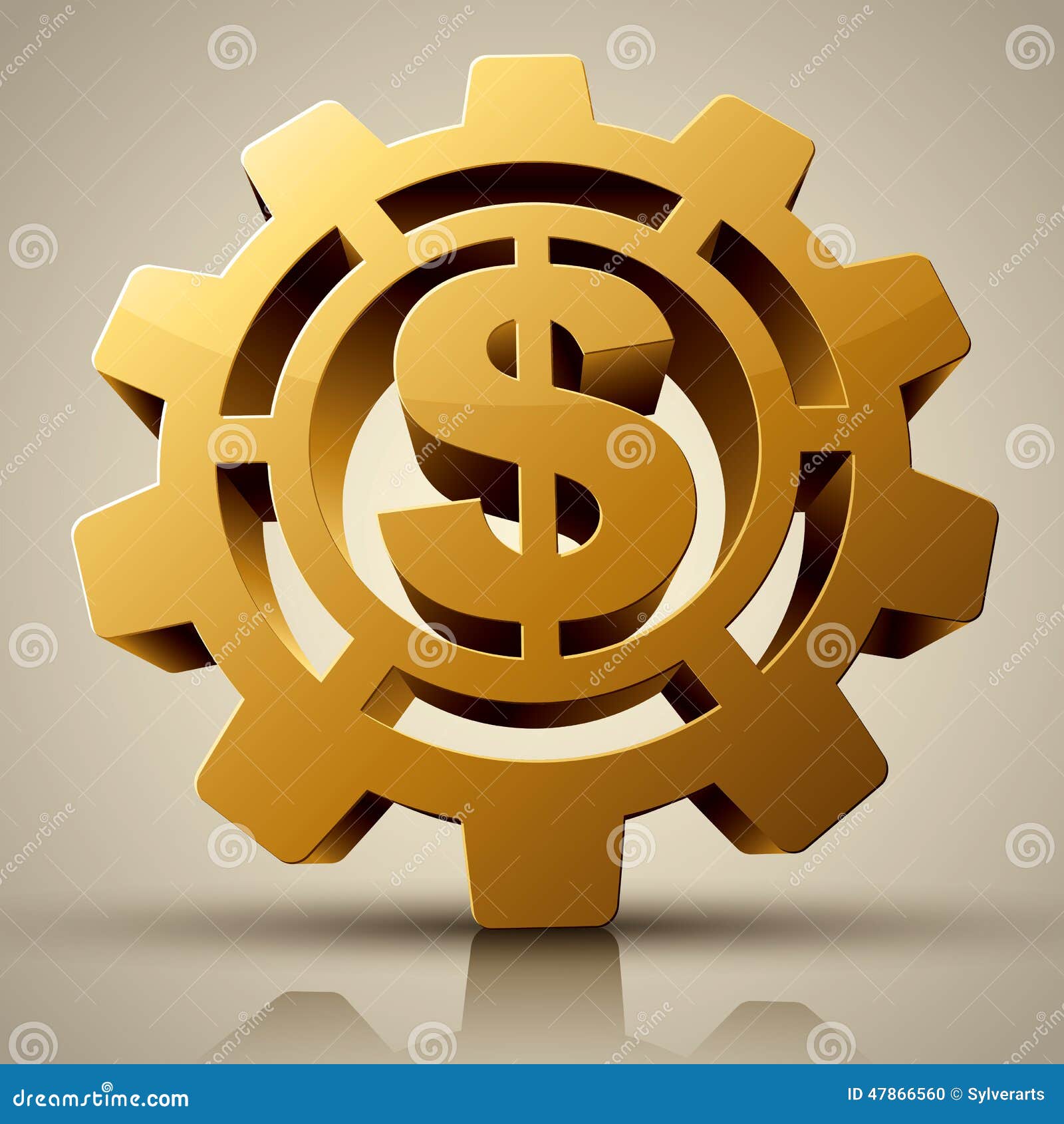 Rotation Mark Gold Dollar. stock vector. Illustration of motion - 47866560