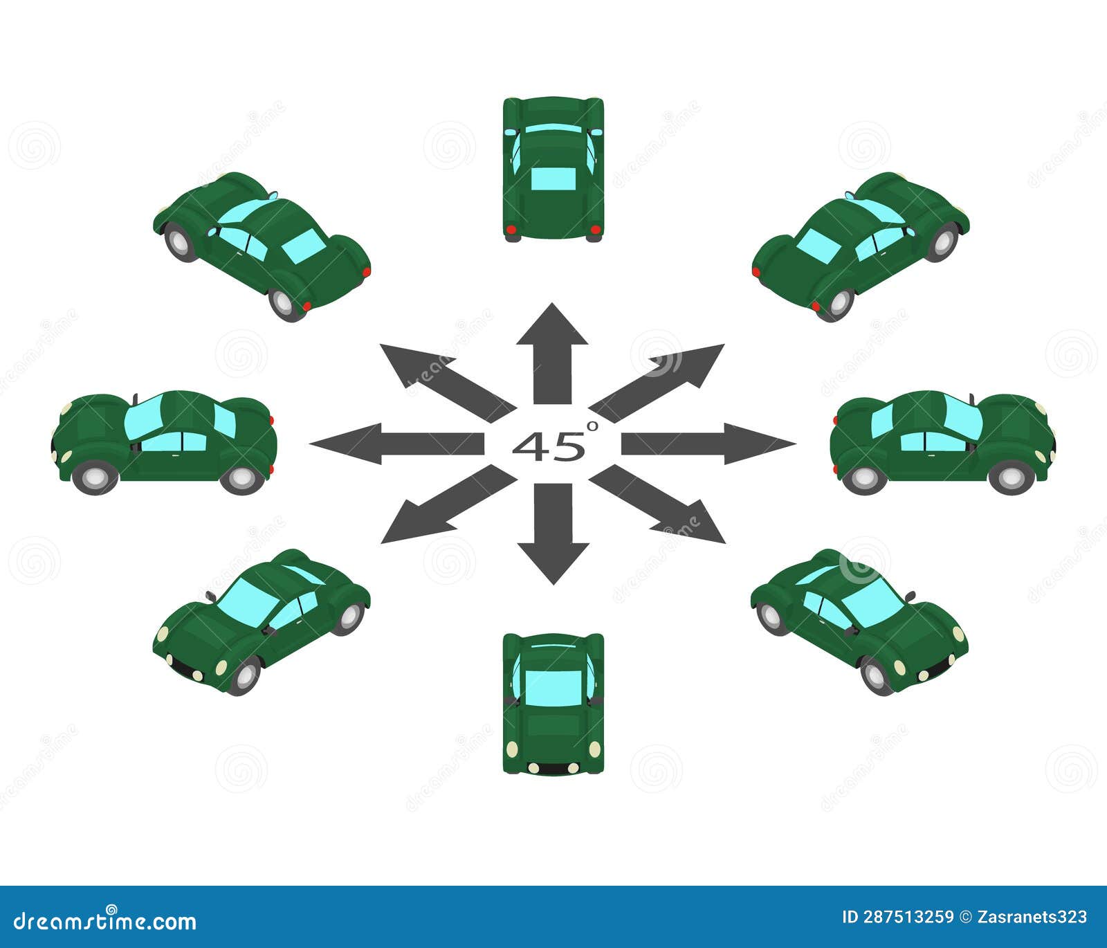 Rotation of the Old Racing Car by 45 Degrees. Stock Illustration ...
