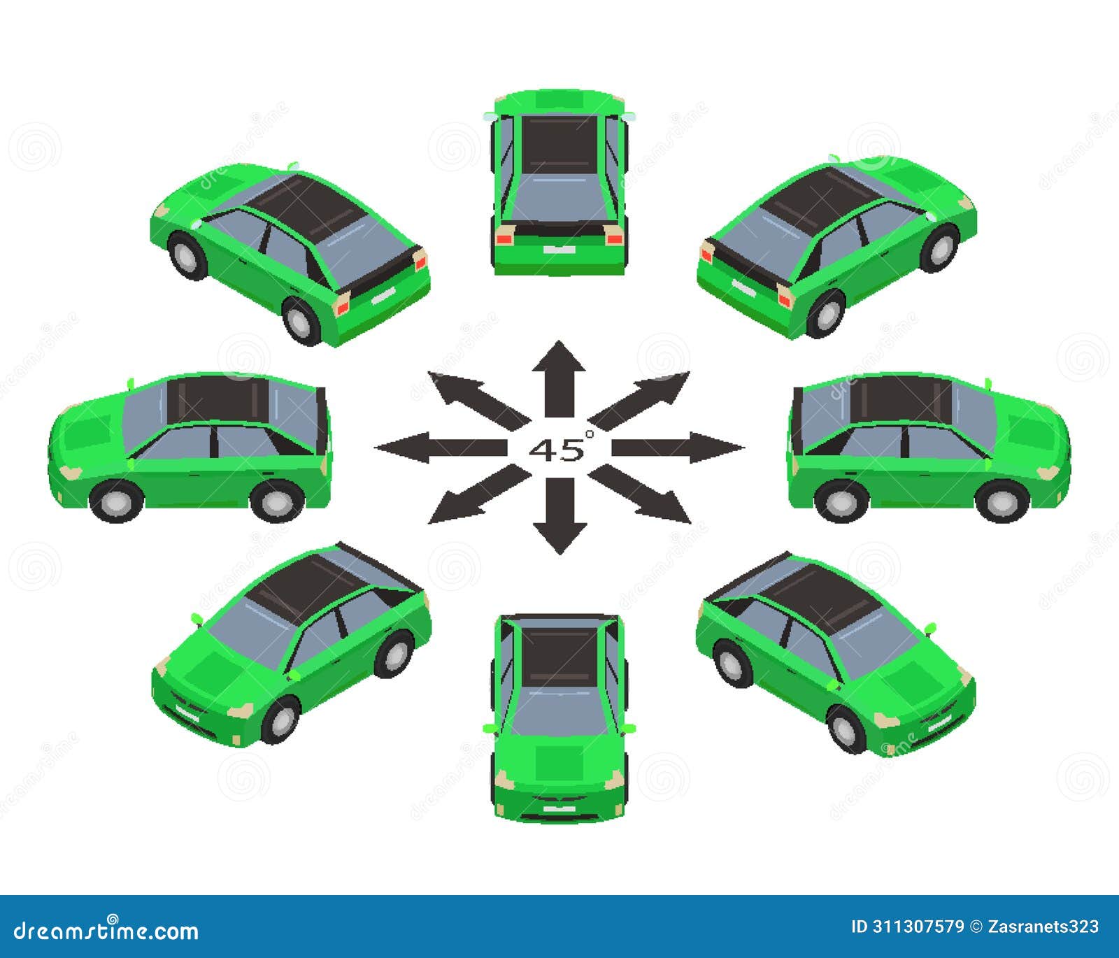 Rotation of Pixel Car by 45 Degrees. Stock Vector - Illustration of ...