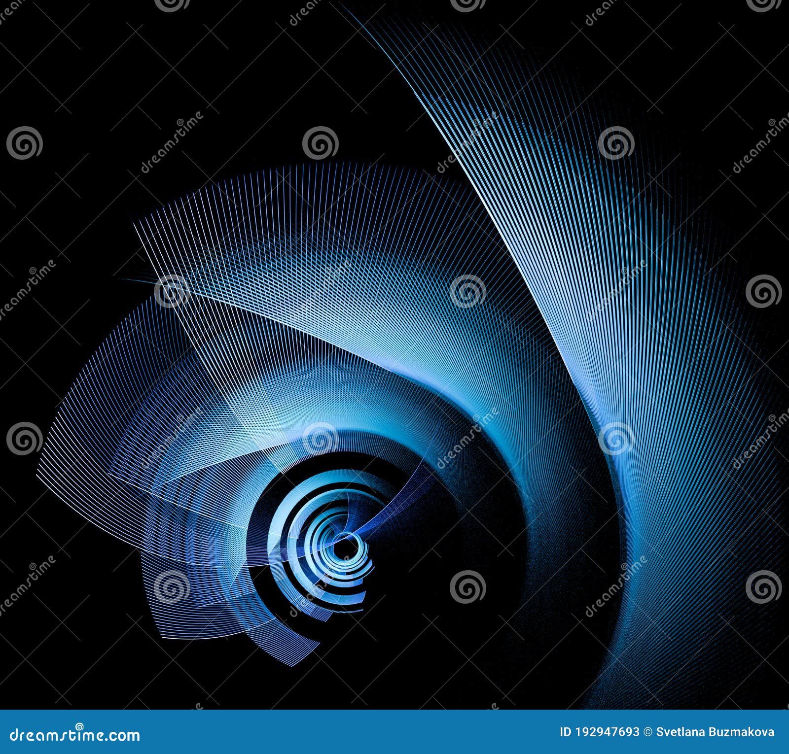 Rotation of Several Blue Abstract Propeller Blades of Different Sizes ...