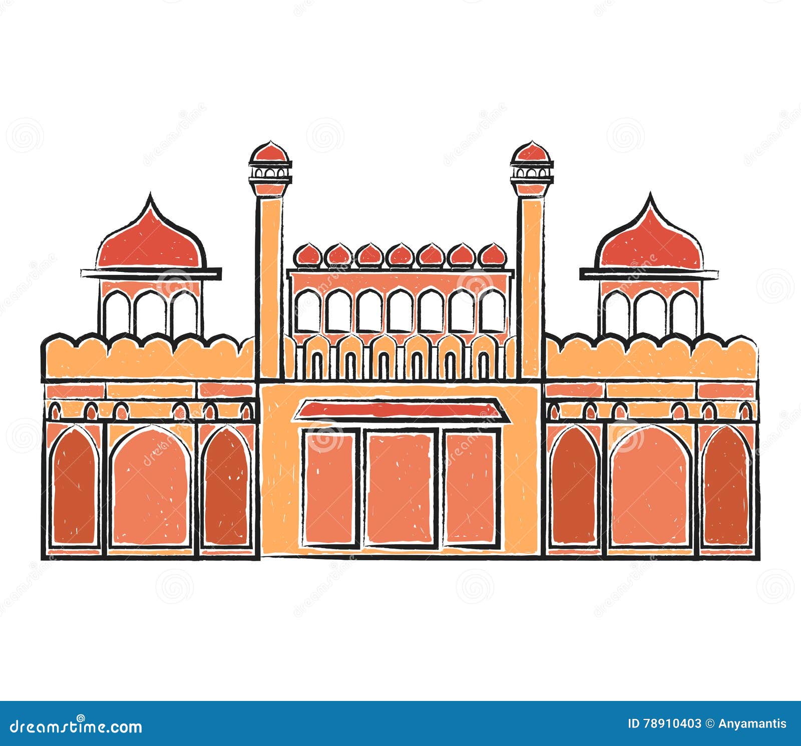 Rote Fort-Lal Quila-Illustration Vektor Abbildung - Illustration von ...