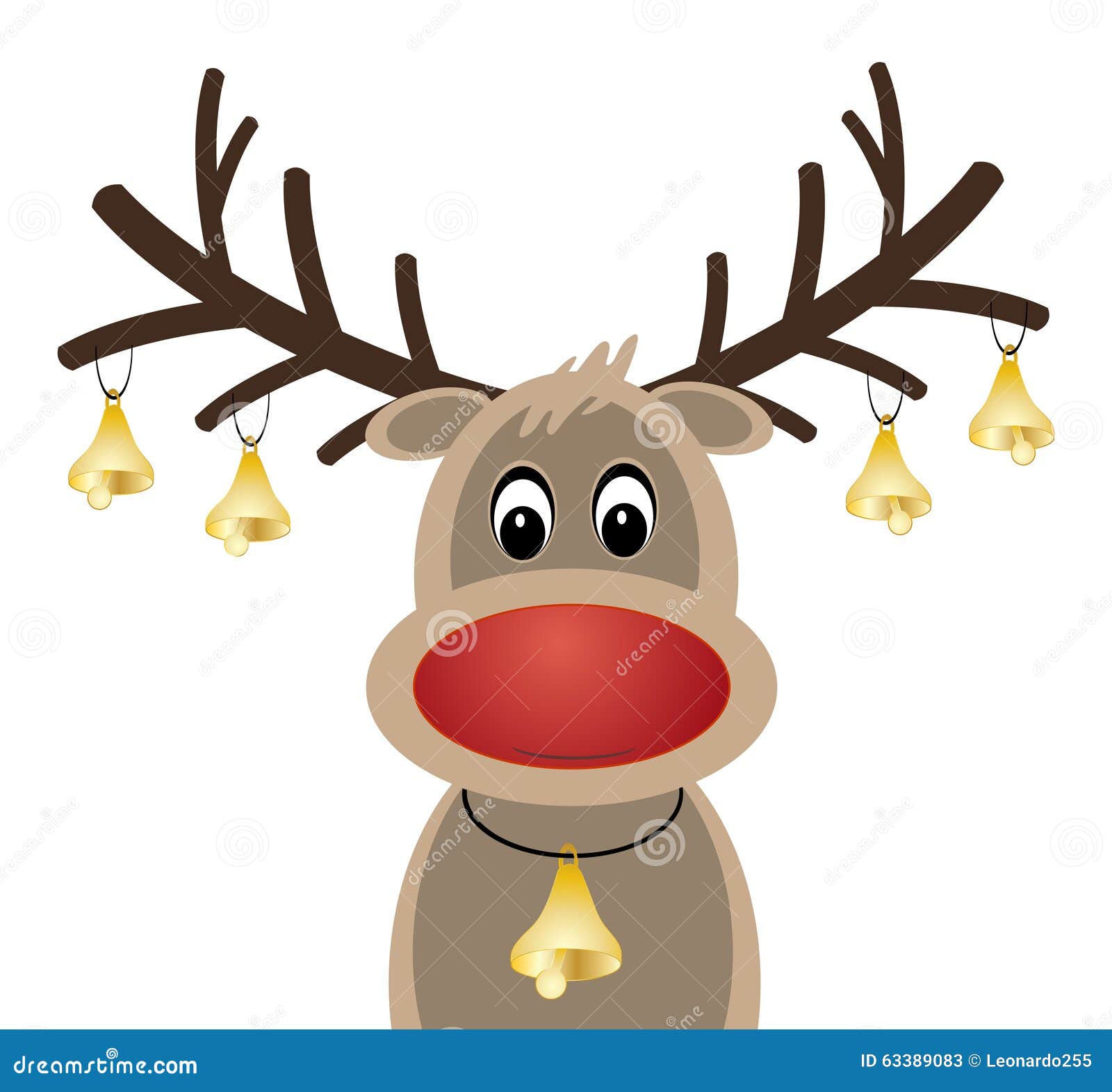 Rote Nase Rudolph-Rens Mit Weihnachtsglocken Stock Abbildung ...