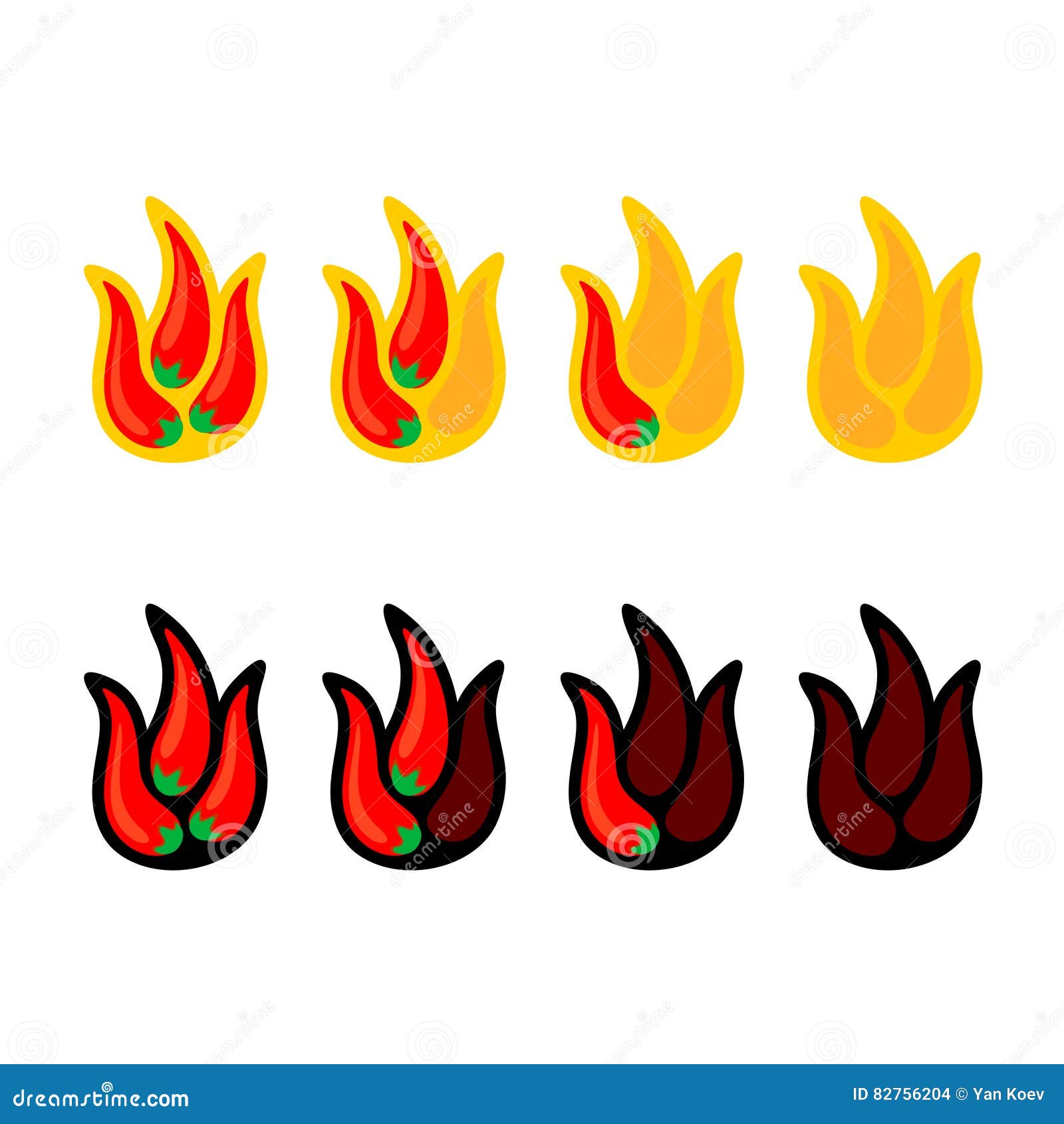Rote Pfeffer Als Feuer Flammt Logo Vektor Abbildung - Illustration von ...