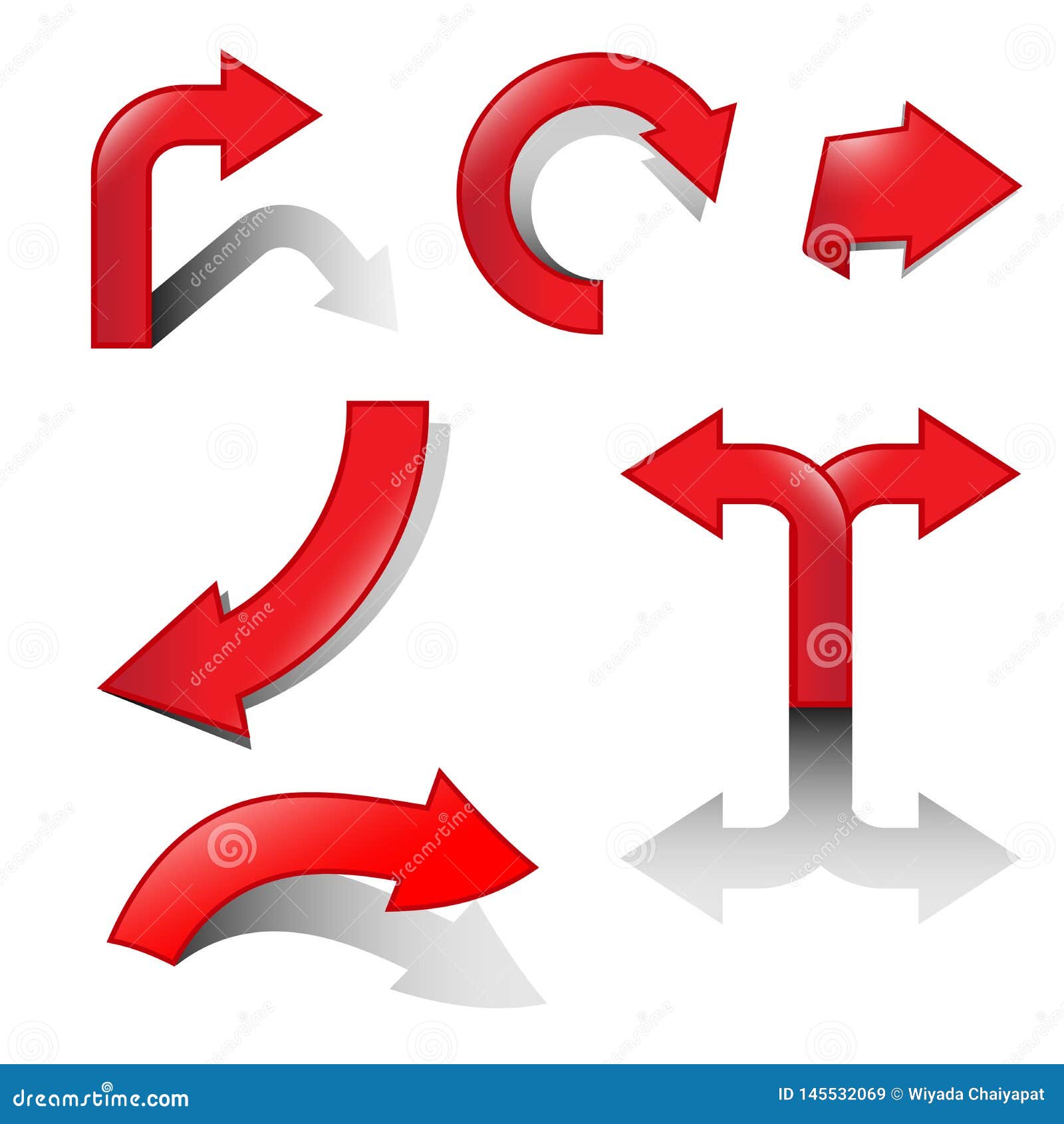 Rote Pfeile Mit Schatten Auf Weißem Hintergrund Stock Abbildung ...