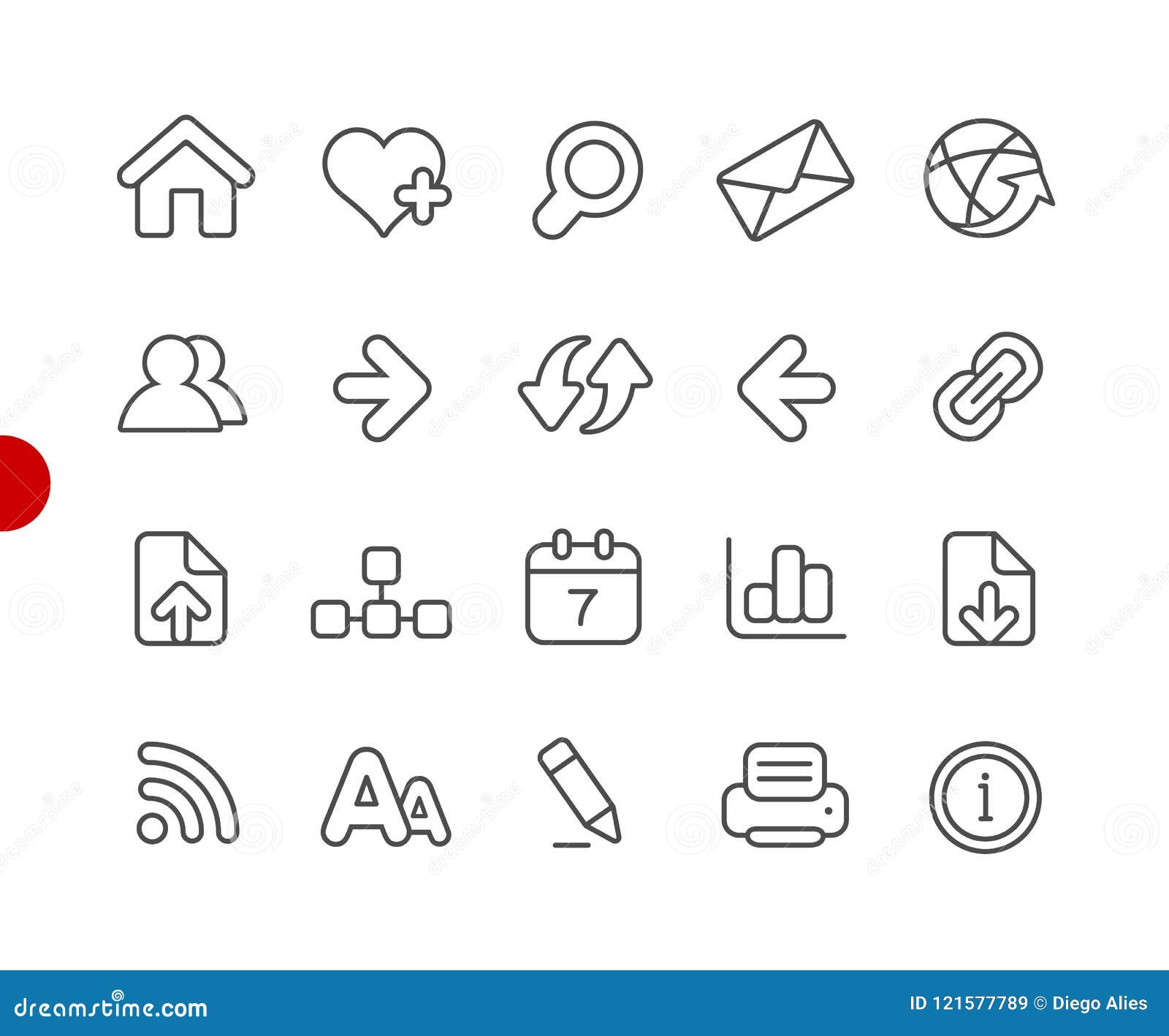 Rote Punkt-Reihe Netz-Navigations-Ikonen// Vektor Abbildung ...