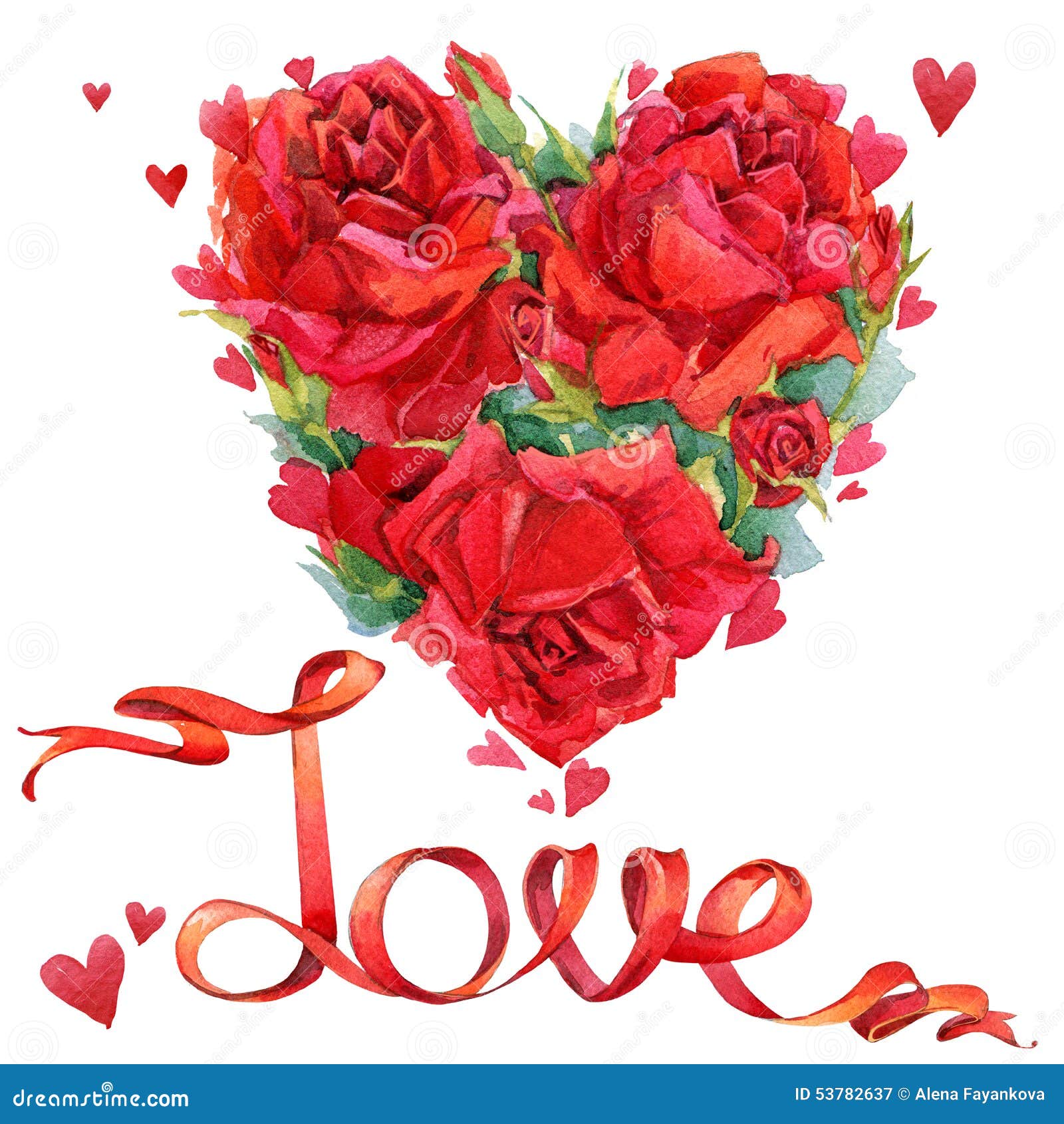 Rote Rose Rotes Herz Und Rote Rosen Watercolo Stock Abbildung ...