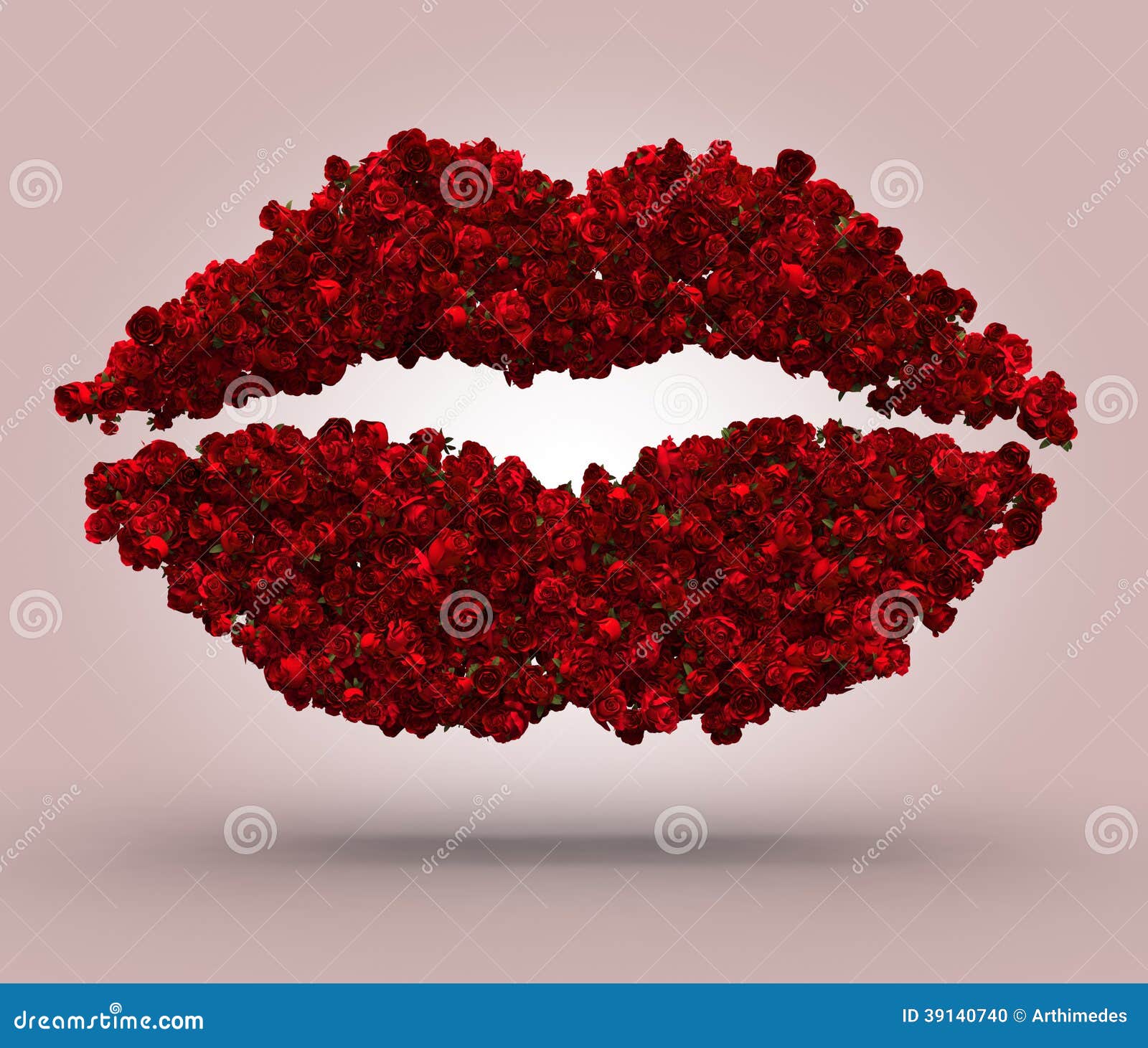 Rote Rosen-Kuss stock abbildung. Illustration von lippen - 39140740