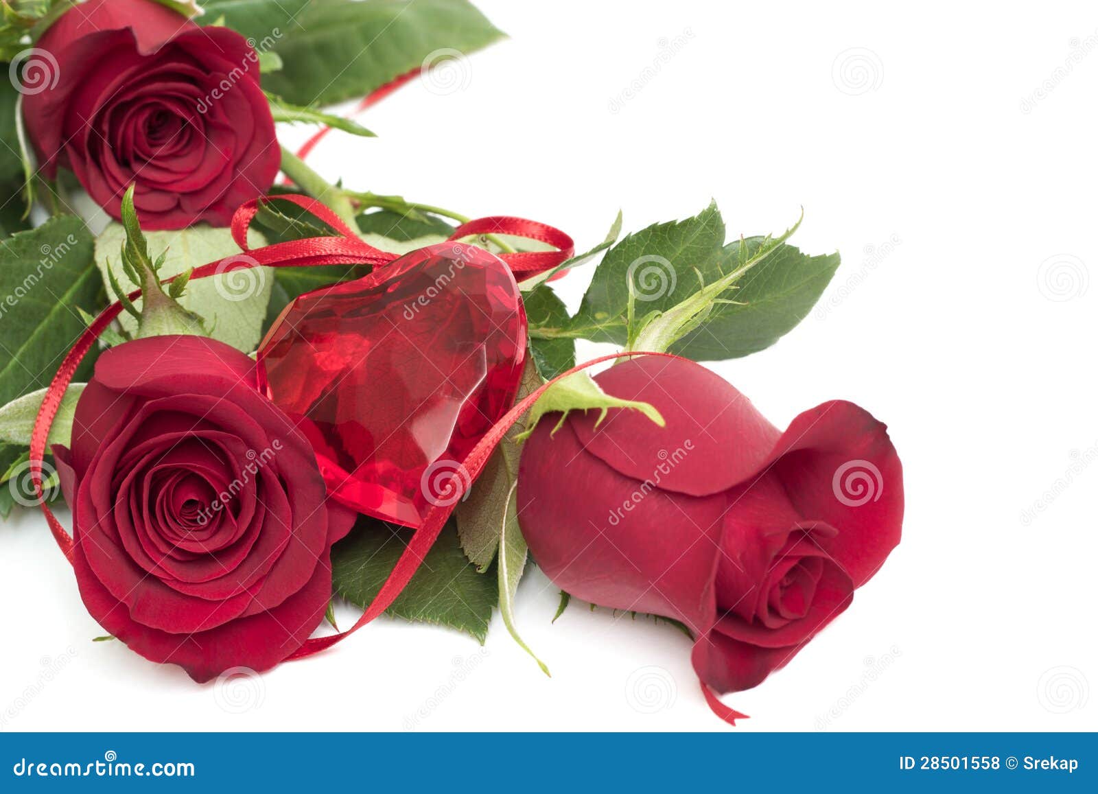 Rote Rosen Mit Innerem Und Farbband Stockfoto - Bild von jahrestag ...