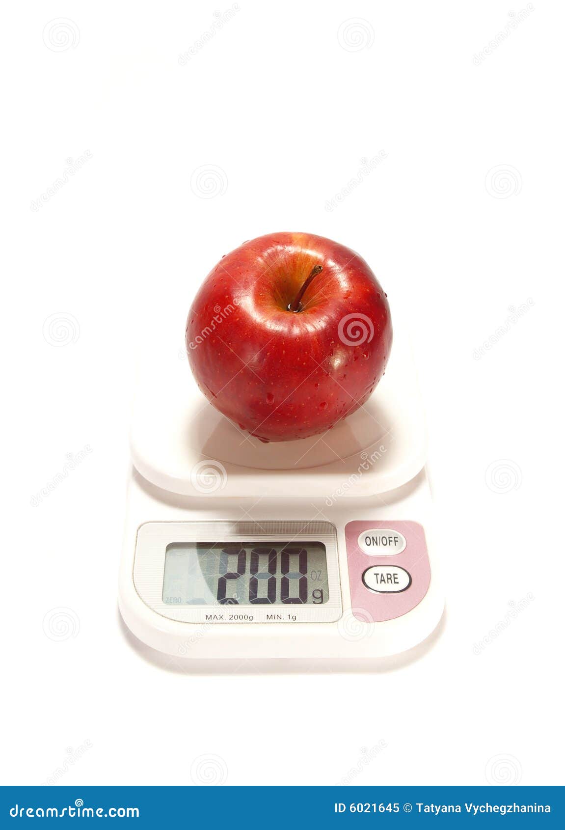 Roter Apfel und Skala stockbild. Bild von zoll, ausrüstung - 6021645