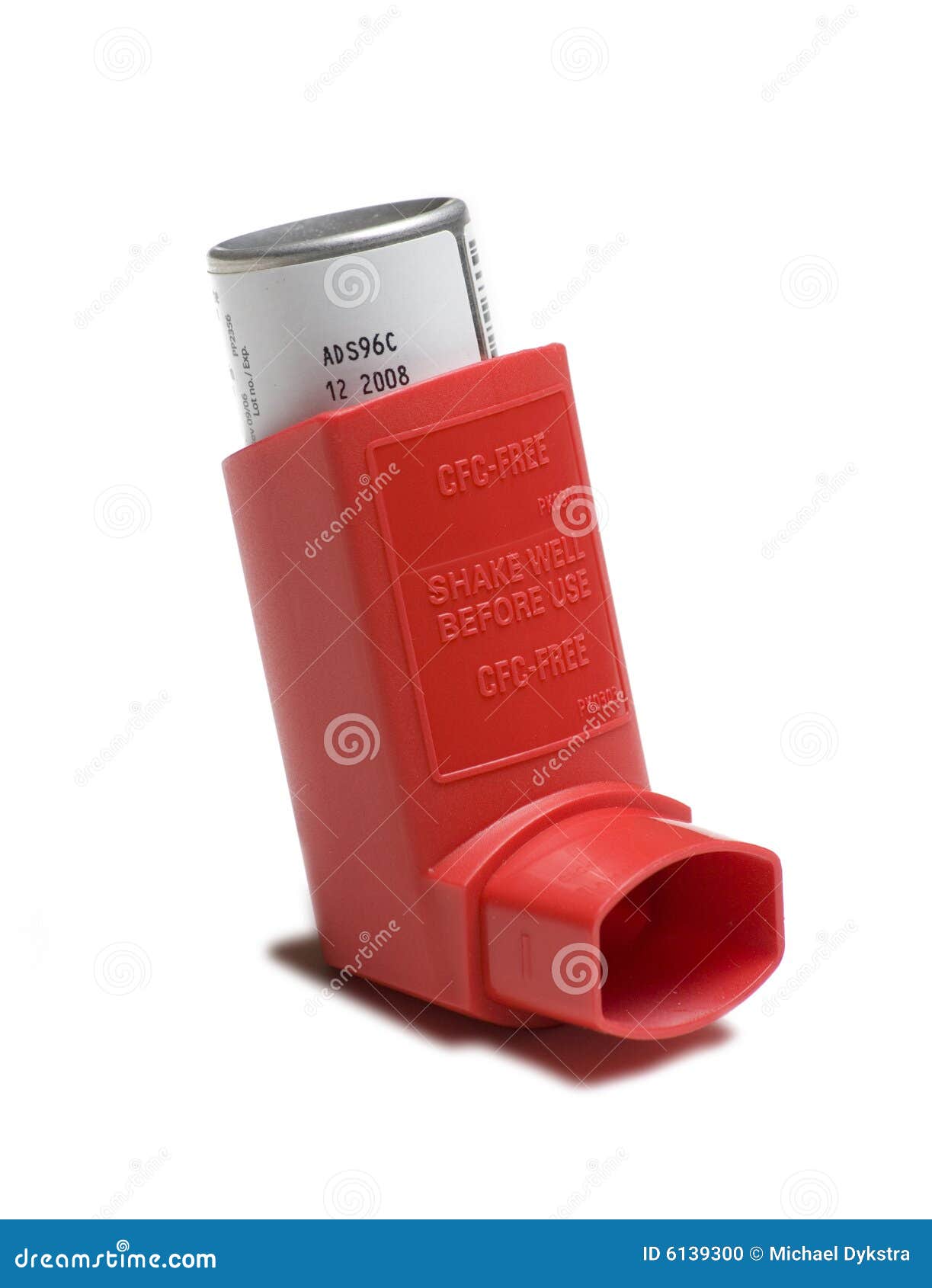 Roter Asthma-Inhalator stockfoto. Bild von lungen, atmen - 6139300