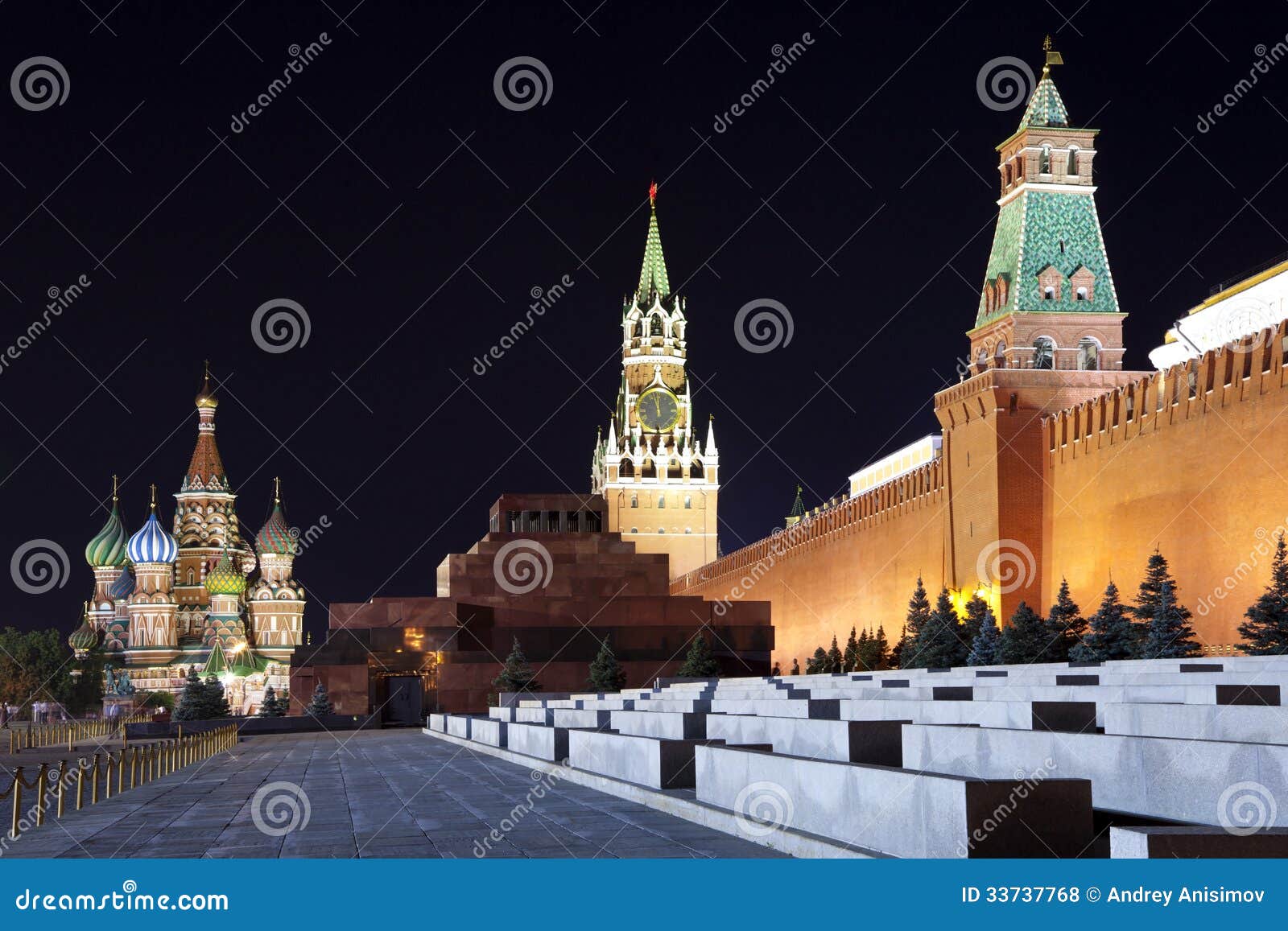 Roter Platz Nachts. Moskau, Russland. Stockfoto - Bild von architektur ...