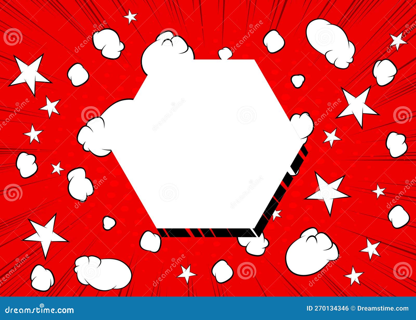 Roter Pop-Art-Hintergrund Mit Leerer Hexagonaler Form. Vektor Abbildung ...