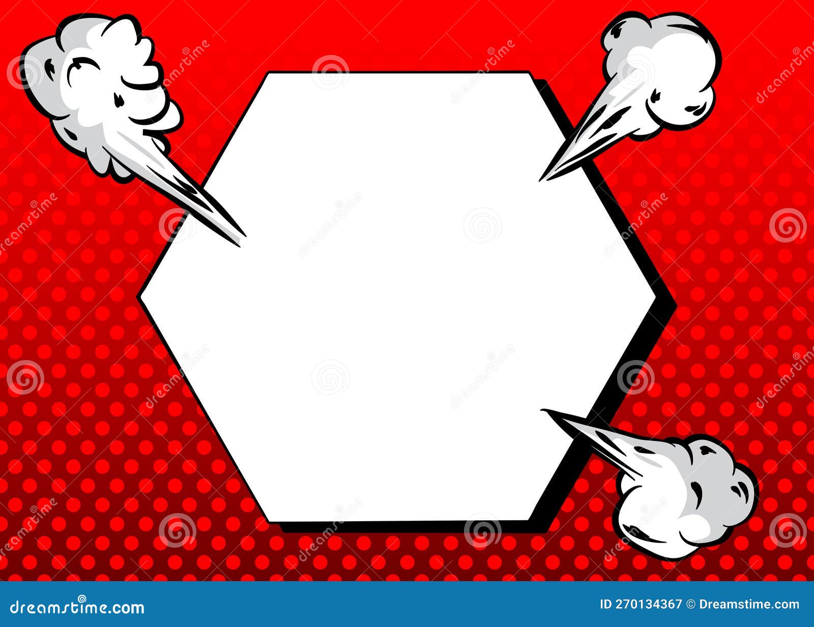 Roter Pop-Art-Hintergrund Mit Leerer Hexagonaler Form. Vektor Abbildung ...